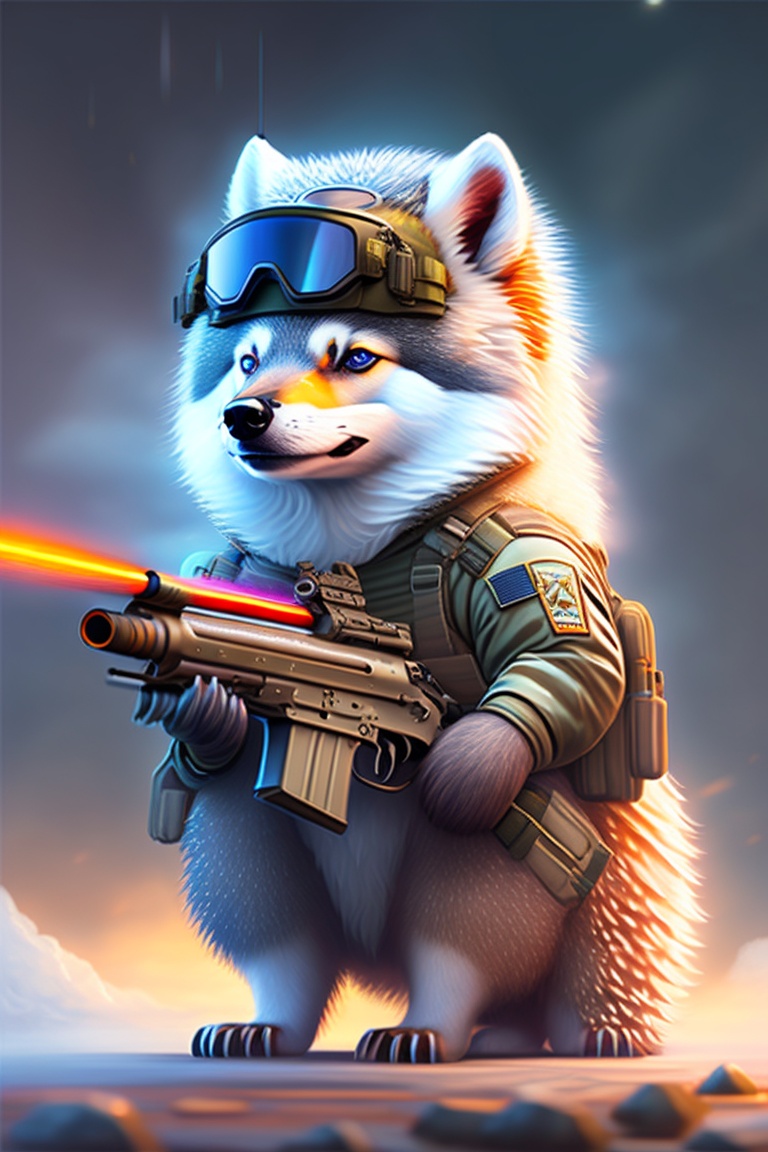 Lexica - Military Russian Angel hedgehog wolf with a Kalashnikov ...