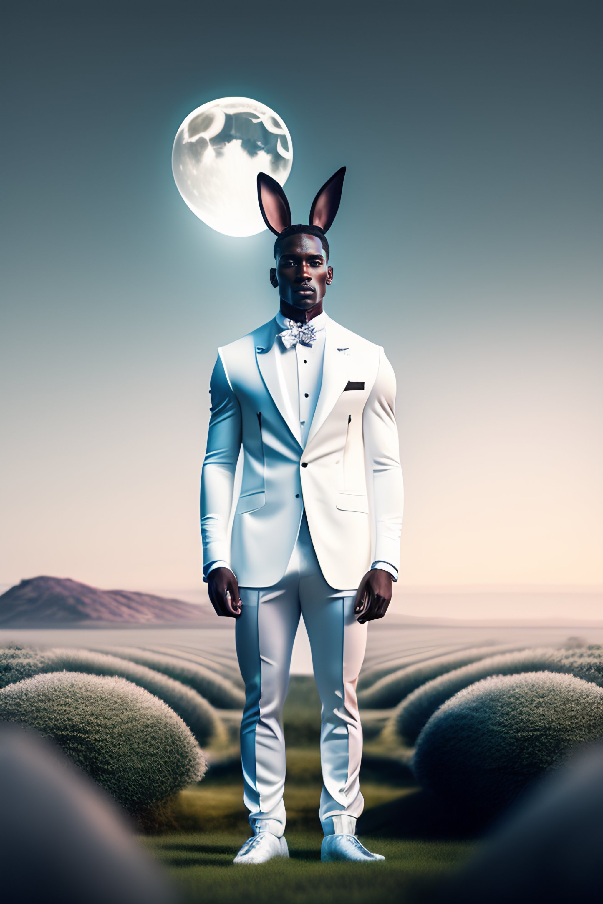 Lexica - Dark- moonlight- beautiful- white rabbit- 8k- floppy ears ...