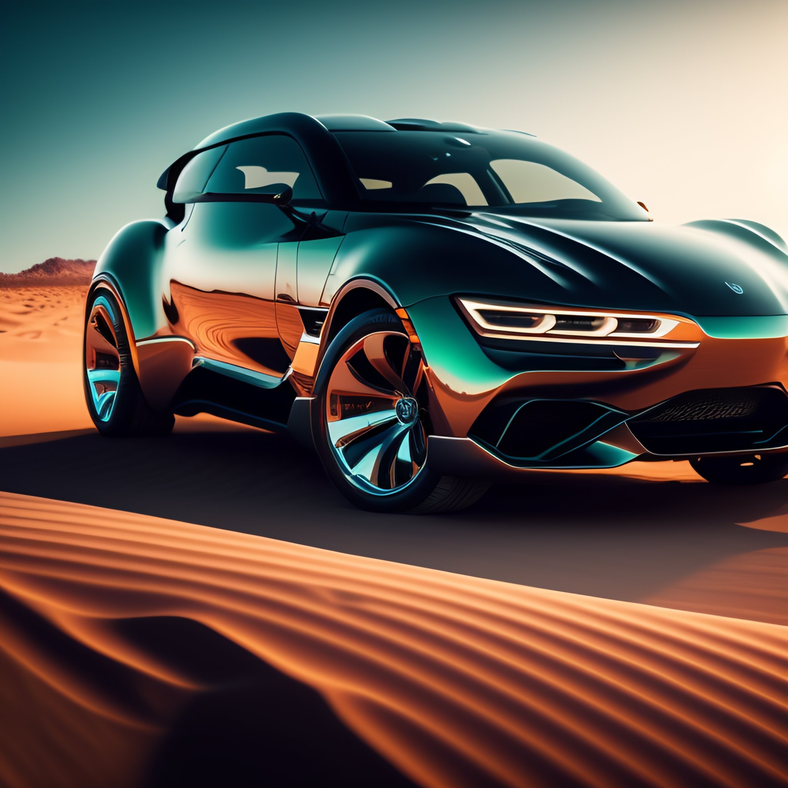 Lexica - Cyber girl wearing chrome, shining reflections, driving a ...