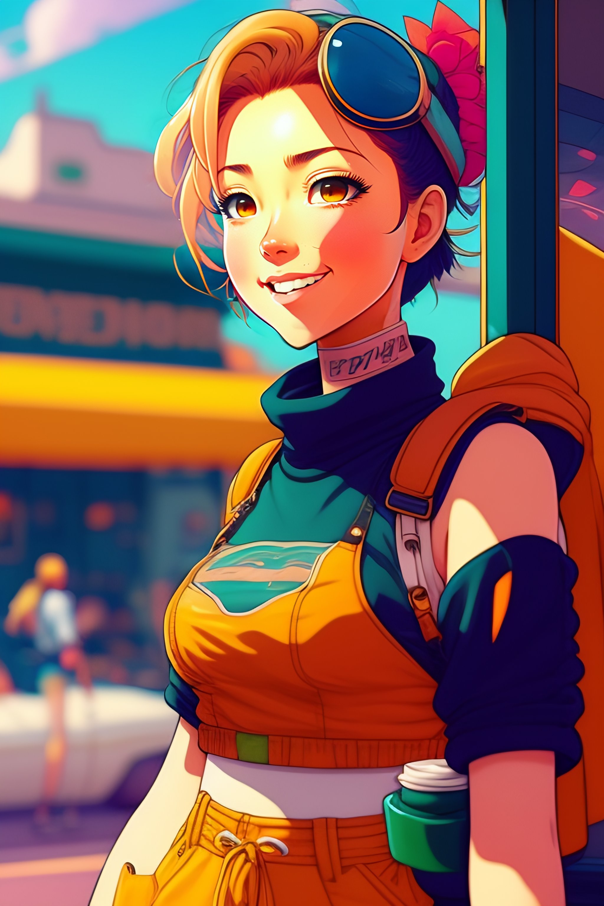 Lexica - Photo of a smiling Daisy Dukes at a cafe, style of laurie ...