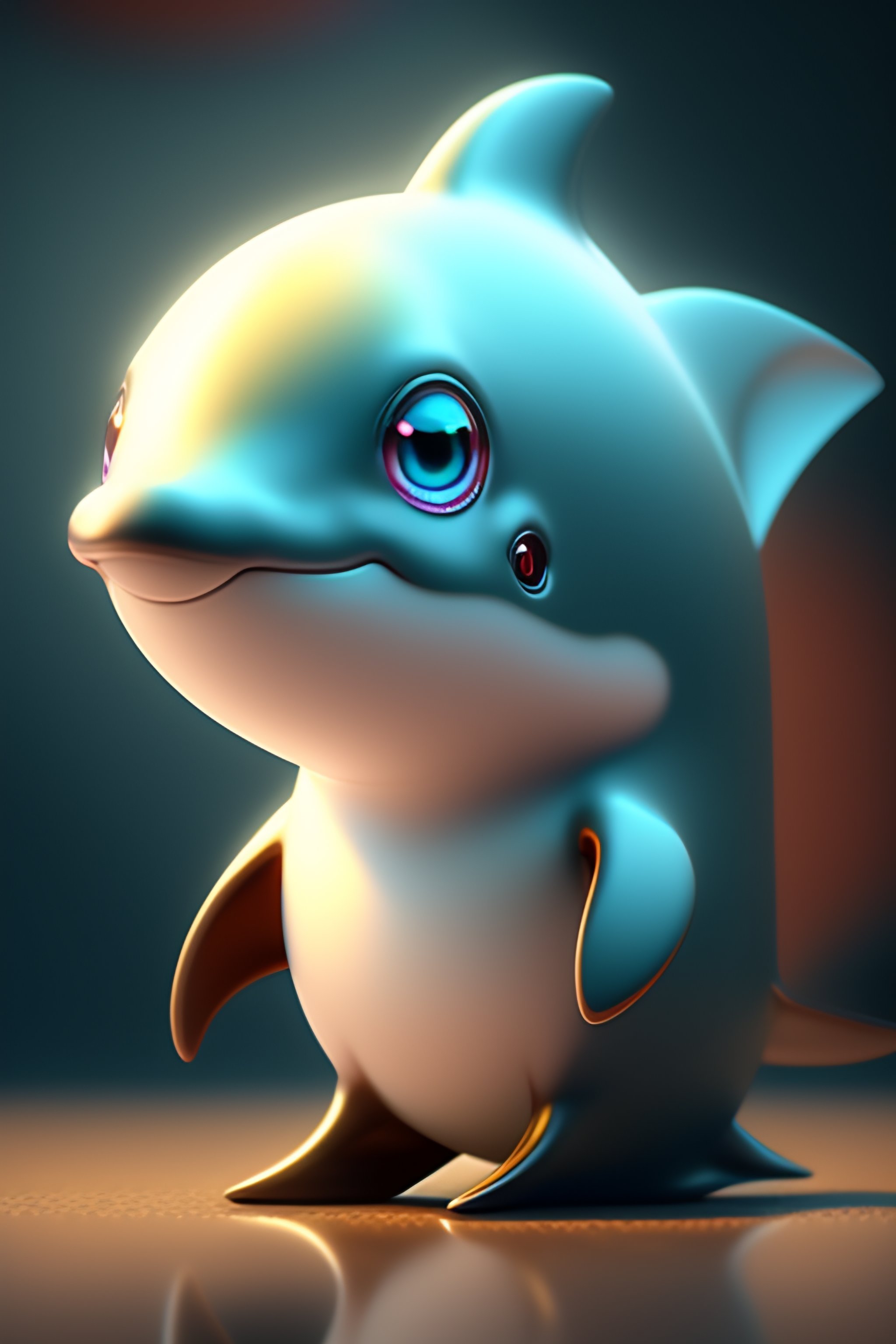 Lexica - Cute small dolphin, cartoon, unreal engine, cozy indoor ...