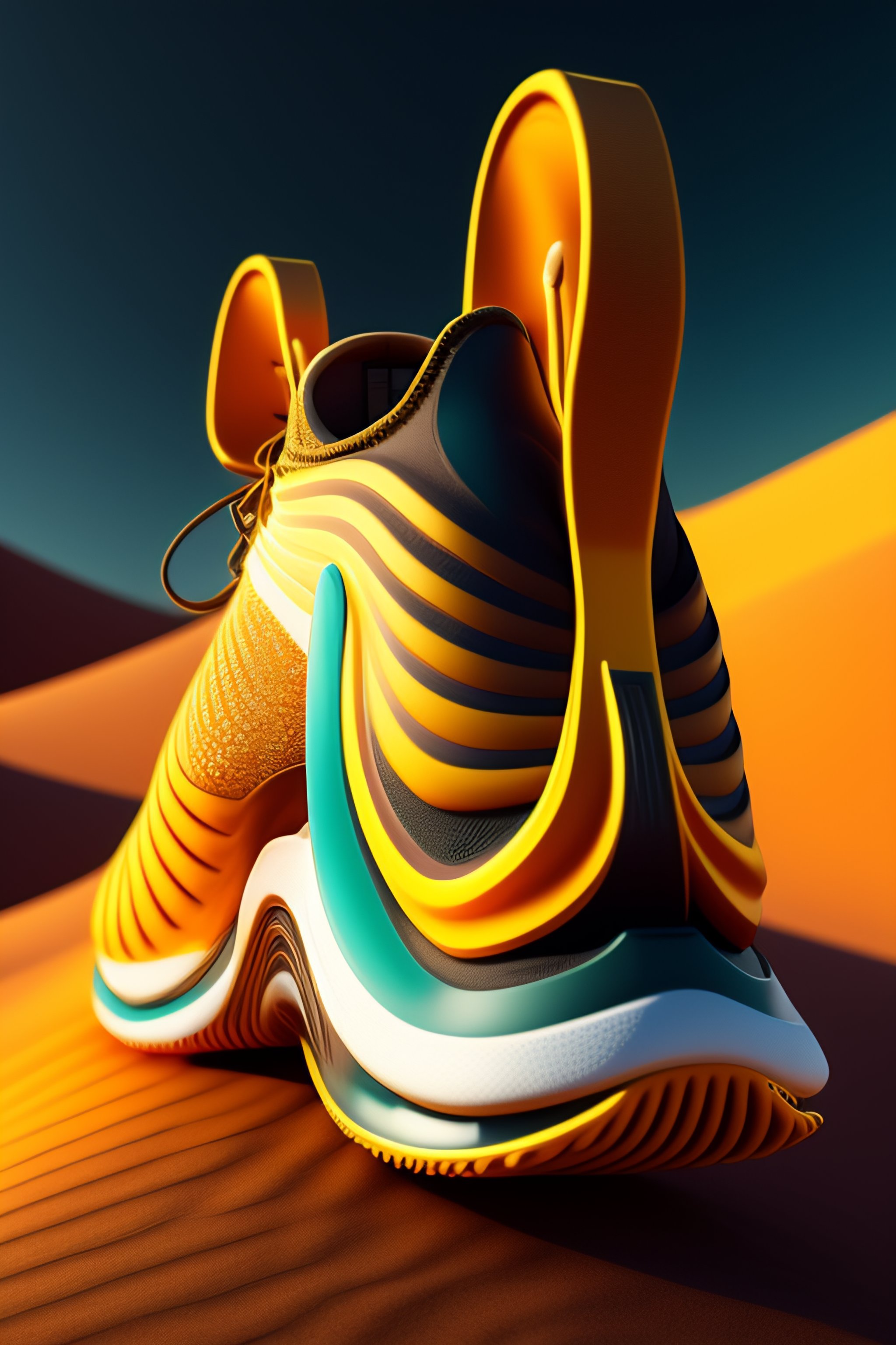 Lexica - Futuristic running Shoe inspired by sand dunes, photorealistic ...