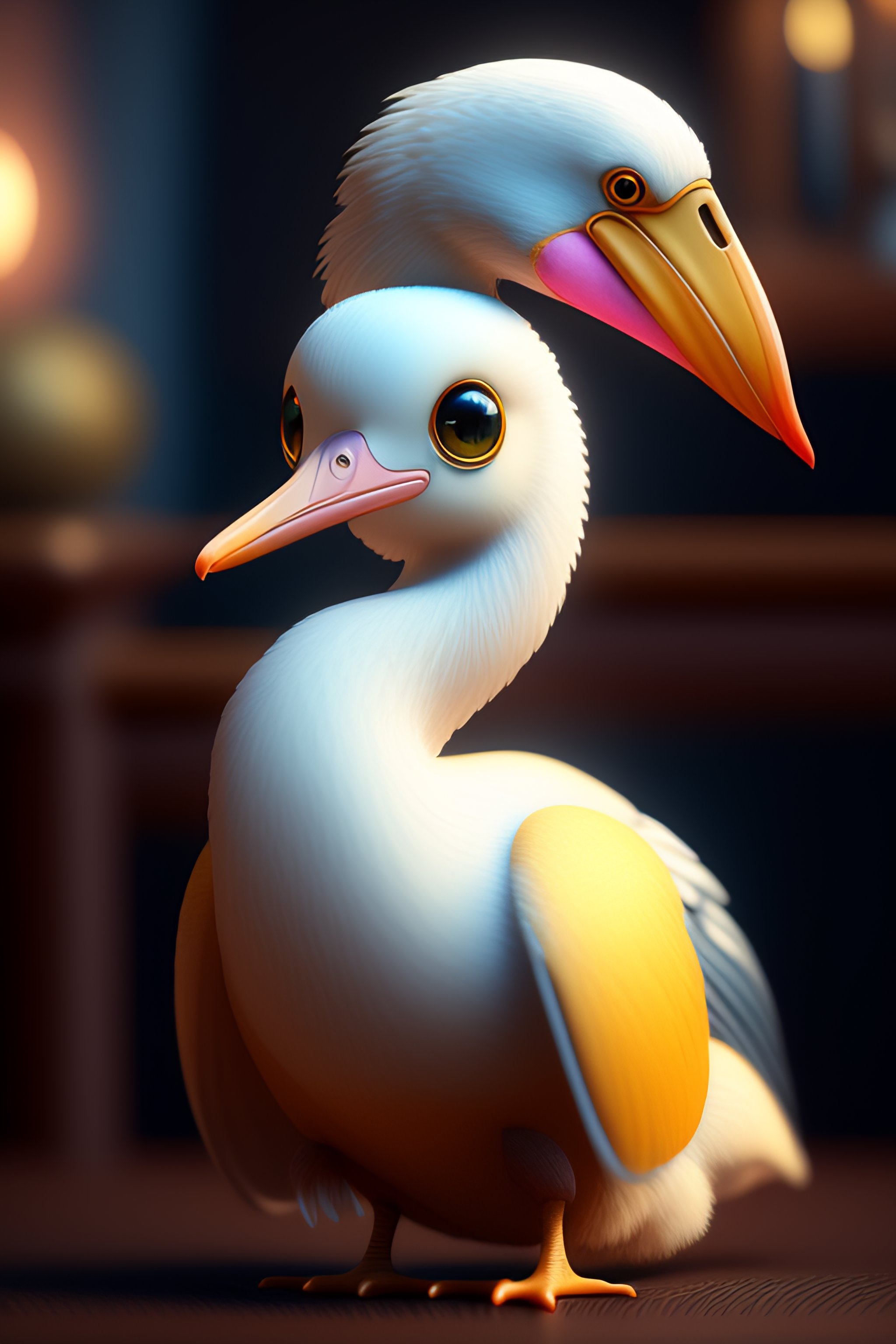 Lexica - Cute pelican,unreal engine, cozy indoor lighting, artstation ...