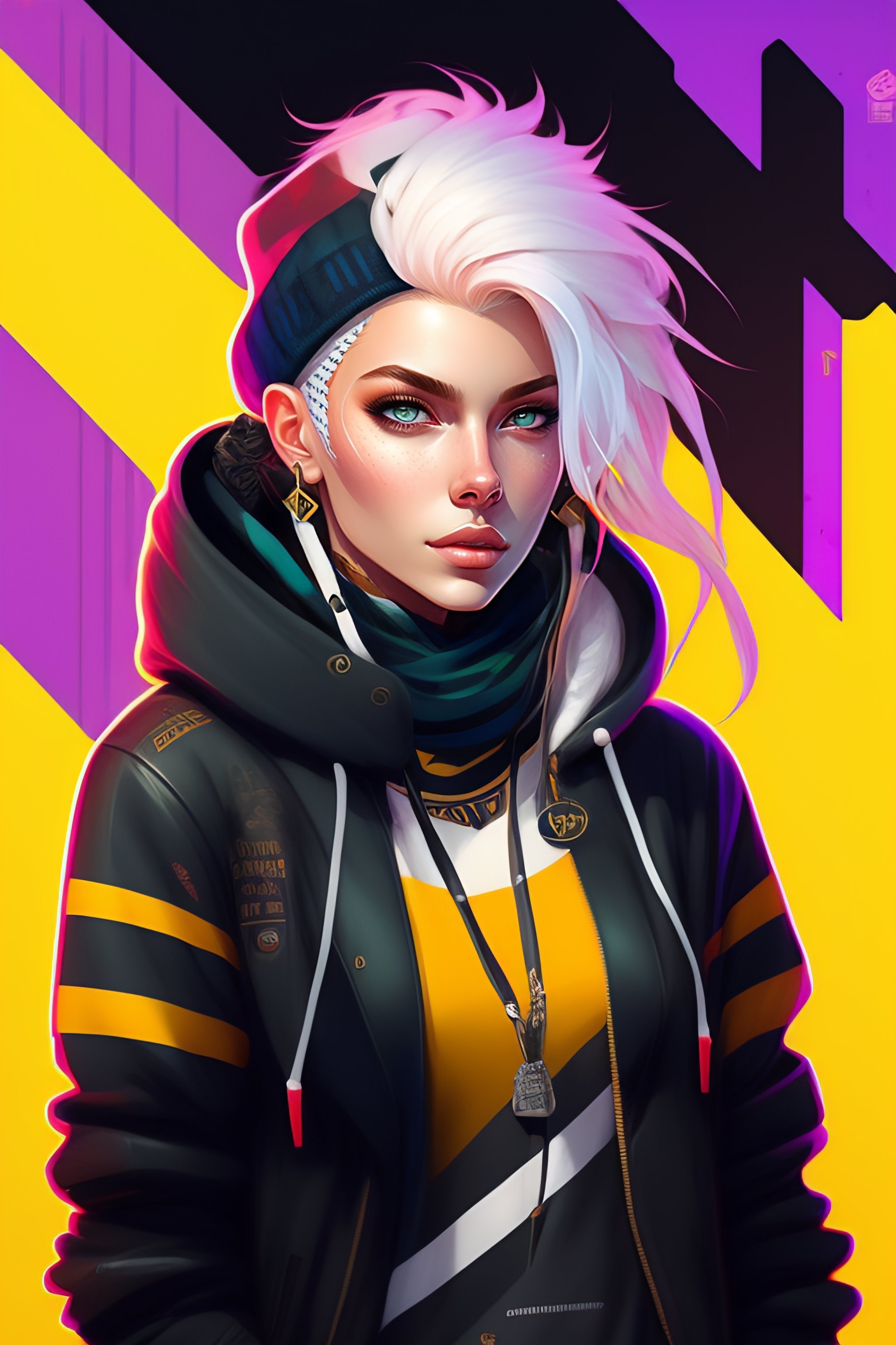 Lexica - Highly detailed portrait of a sewer punk lady student, blue ...