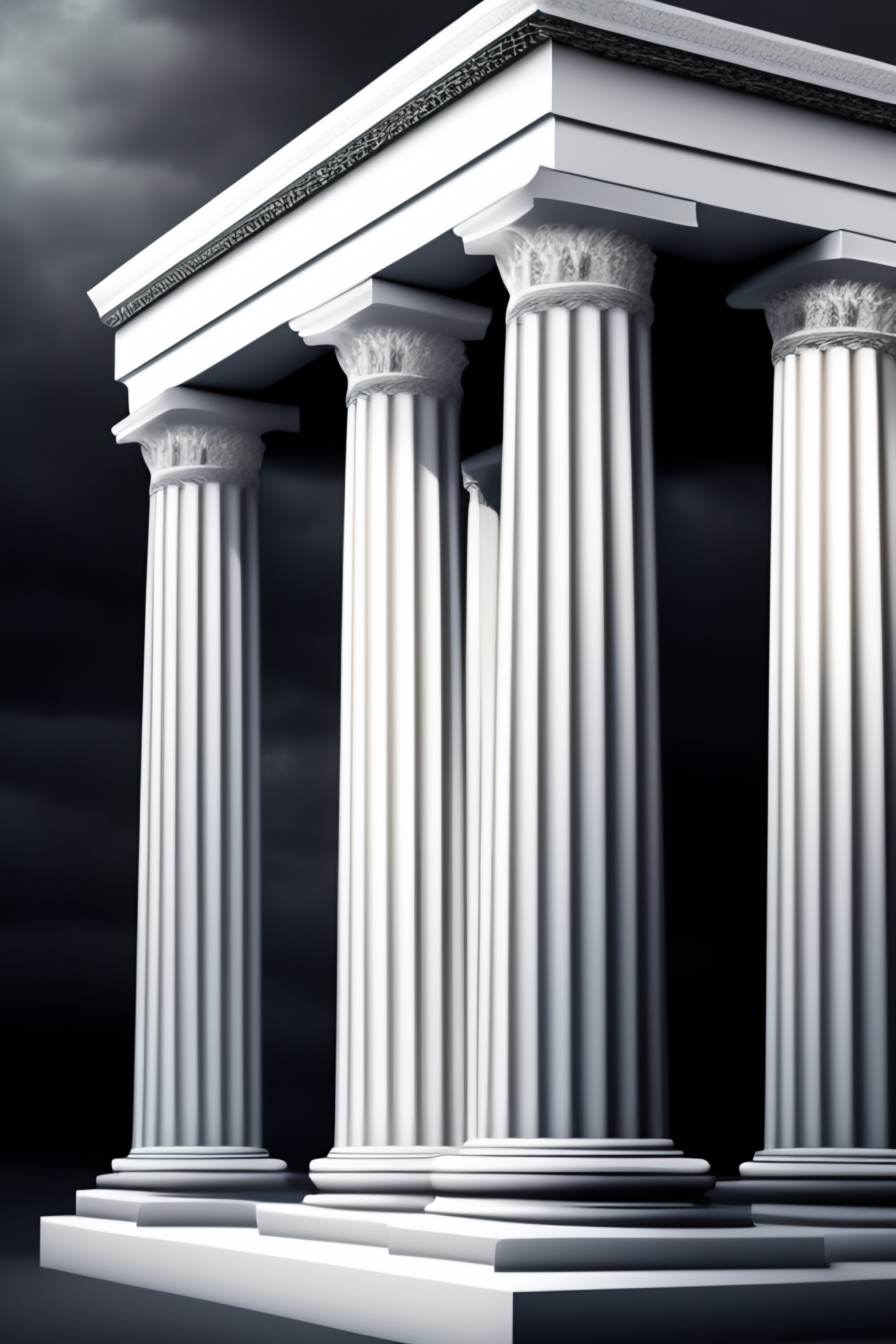 Lexica - Imagine 2 white greek pillars on a black background