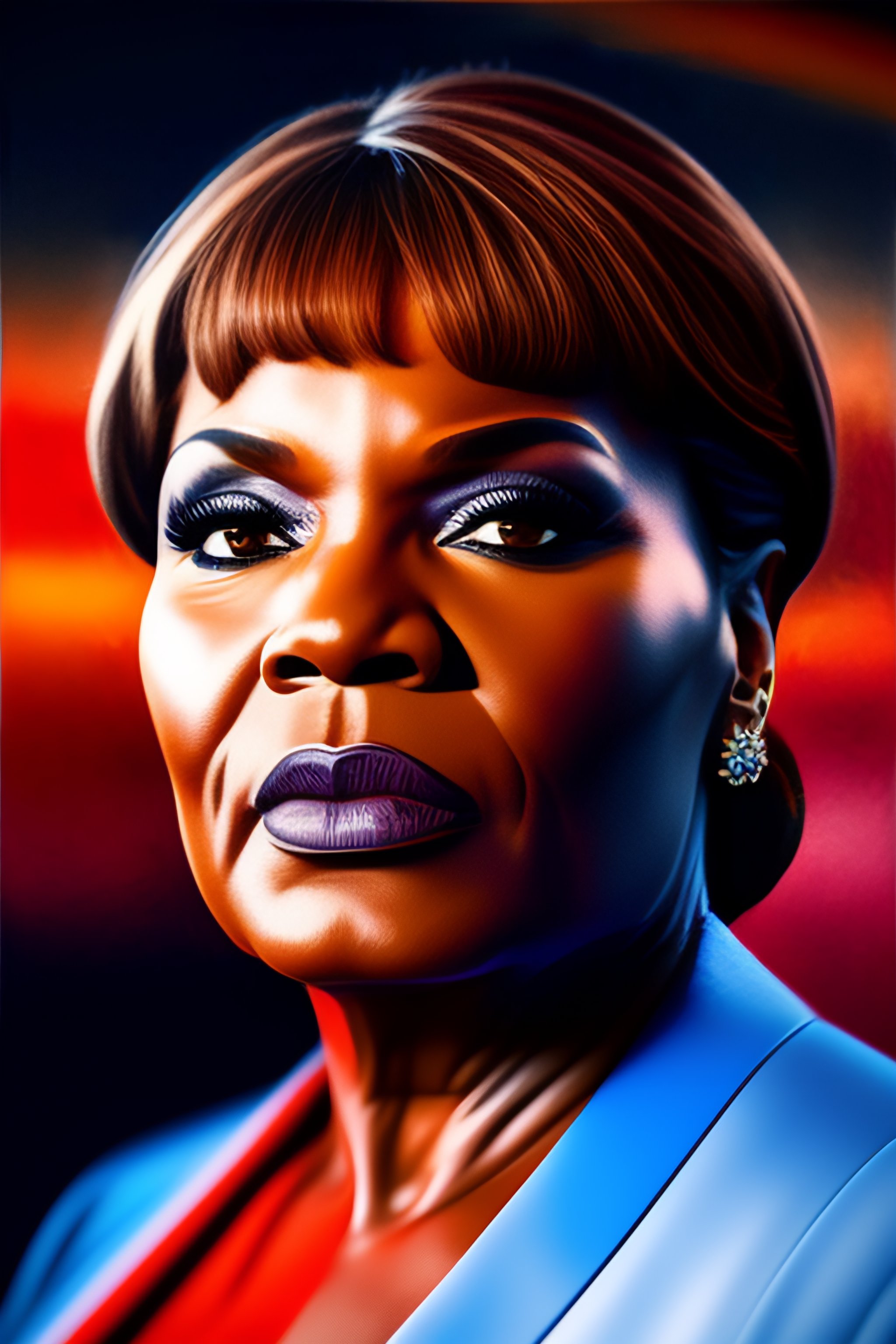 Lexica - Hyperrealistic oil painting showing a face mix of angela ...