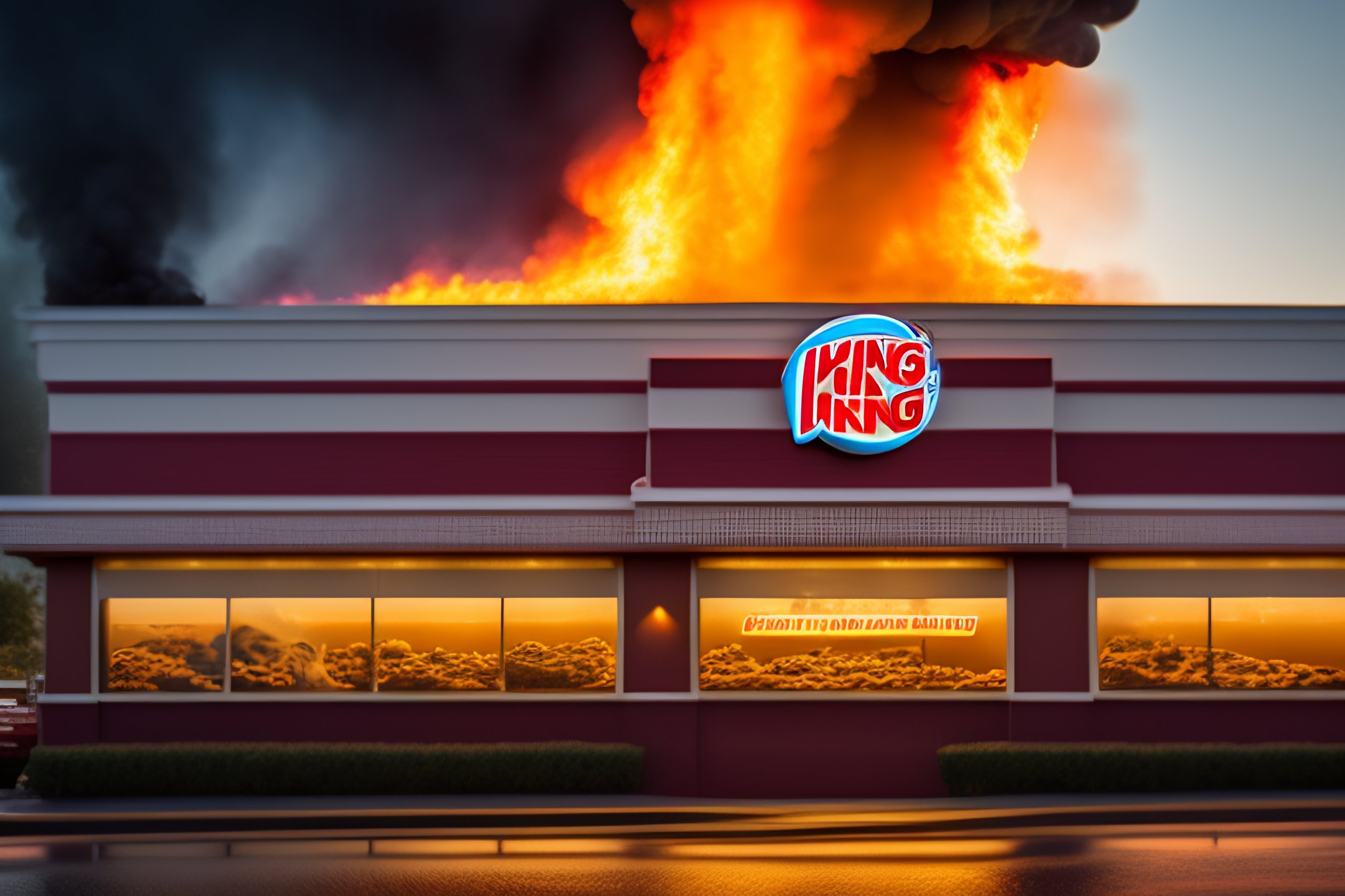Lexica - Burger king restaurant in fire, high detailed realistic ...