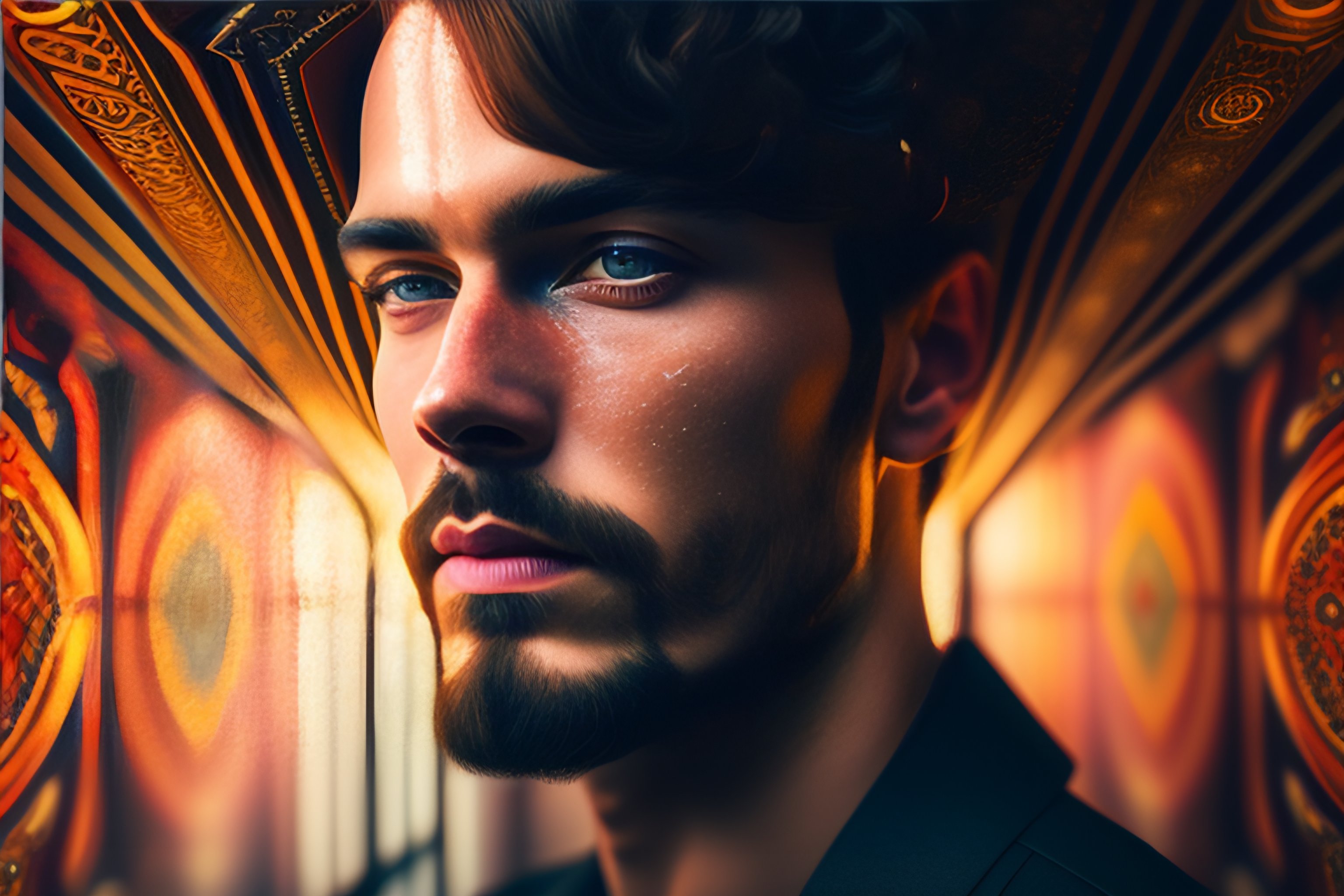 Lexica - An extremely psychedelic portrait of portrait of person with ...