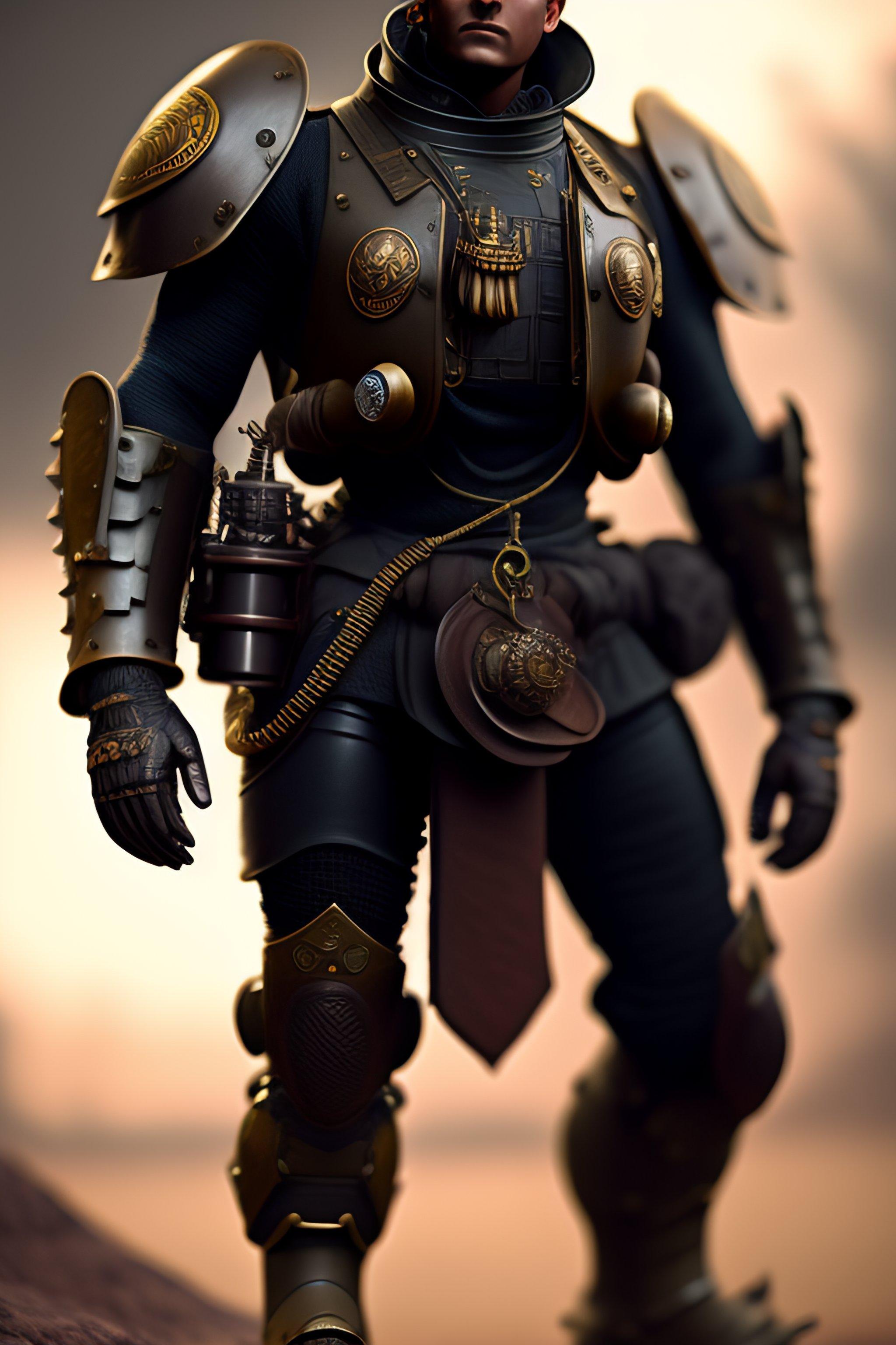 Lexica - Full-body portrait of a heavily armored mech WWI soldier ...