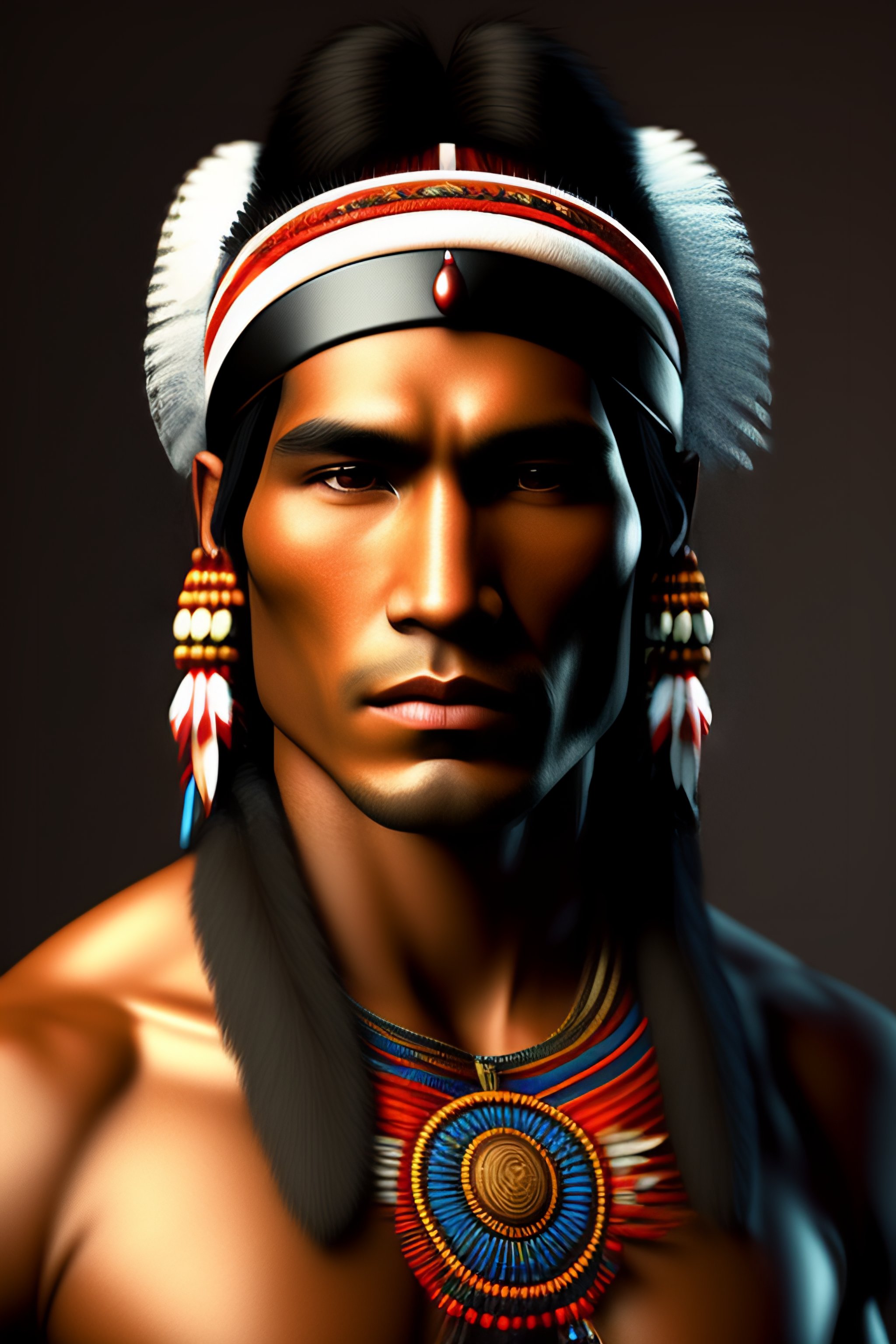 Lexica - Native american male portrait in 3d digital art