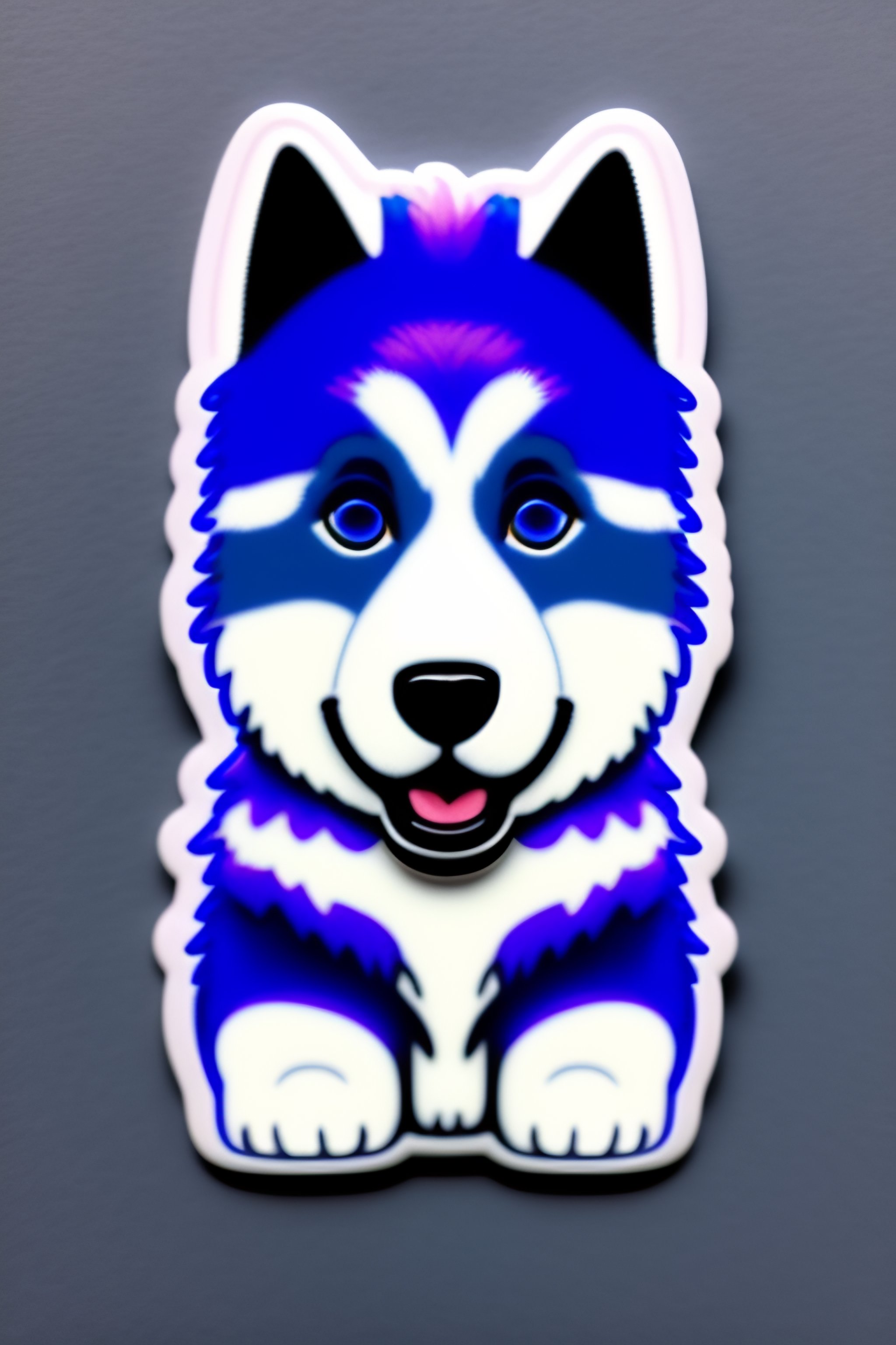 Lexica - A sticker of a fluffy husky puppy, with piercing blue eyes and ...