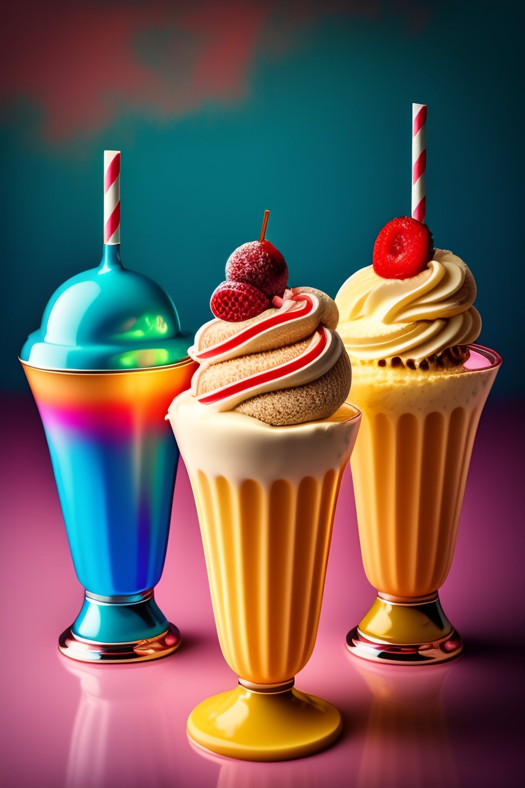 Lexica - 1950s styles ice cream float, 3 flavors, food photography