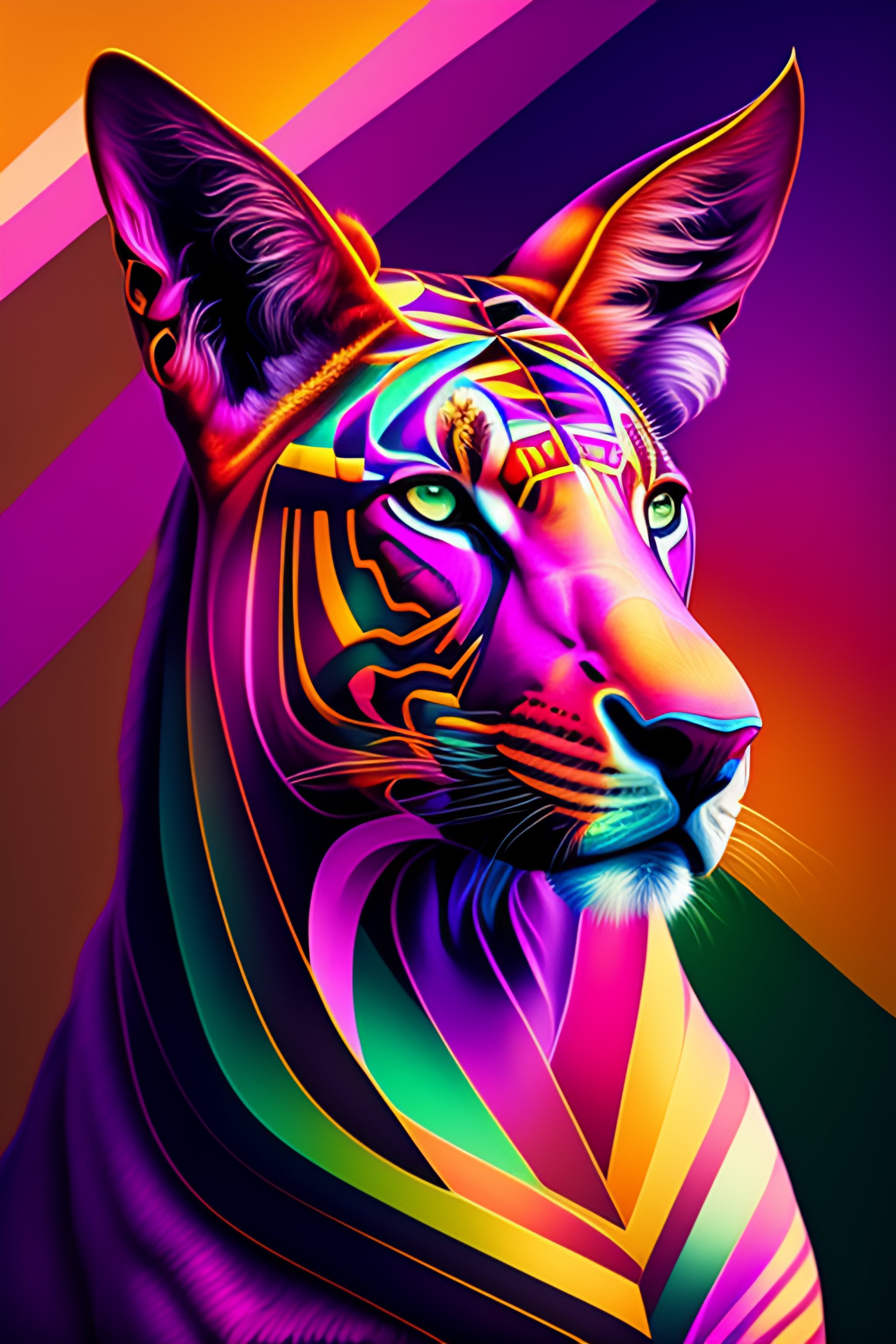 Lexica - Lyon animal geometrical lines portrait, surrounded by poetic ...