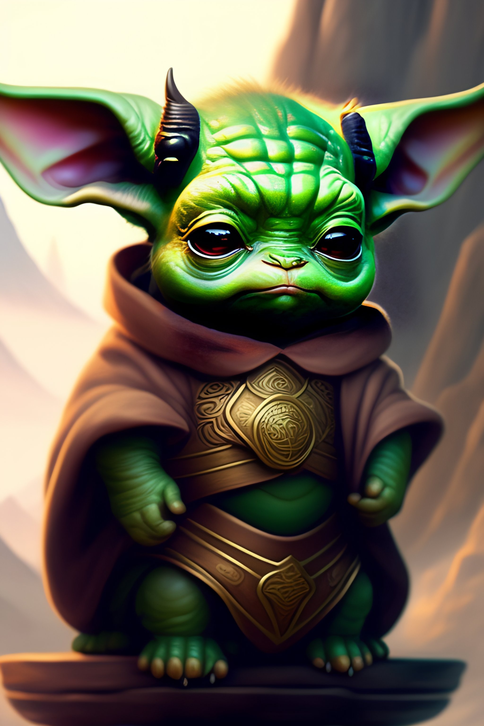 Lexica - Baby yoda looking confused riding on oppa the flying bison ...