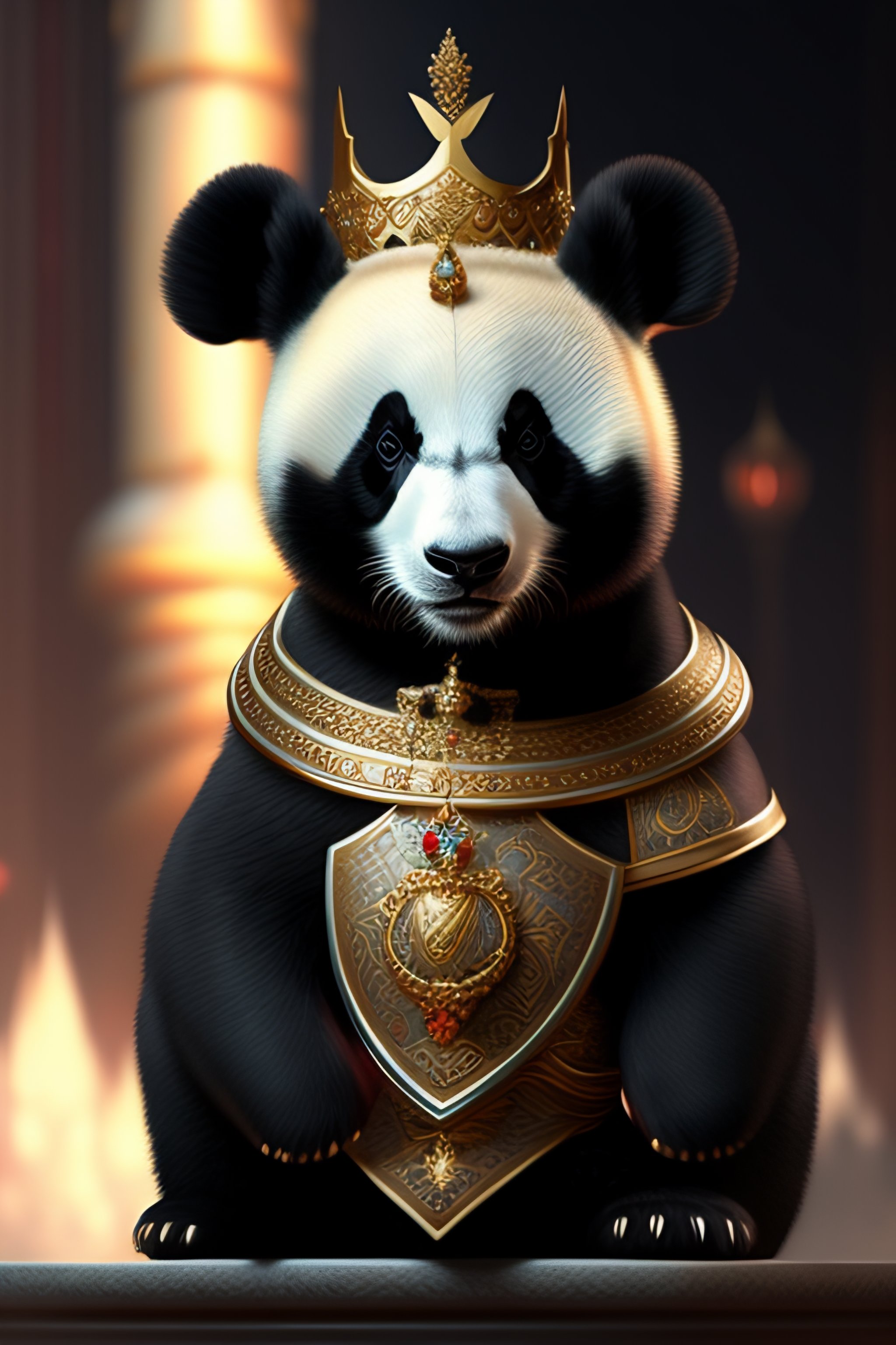 Lexica - Baby panda bear with crown, royal armour and royal jewlery ...