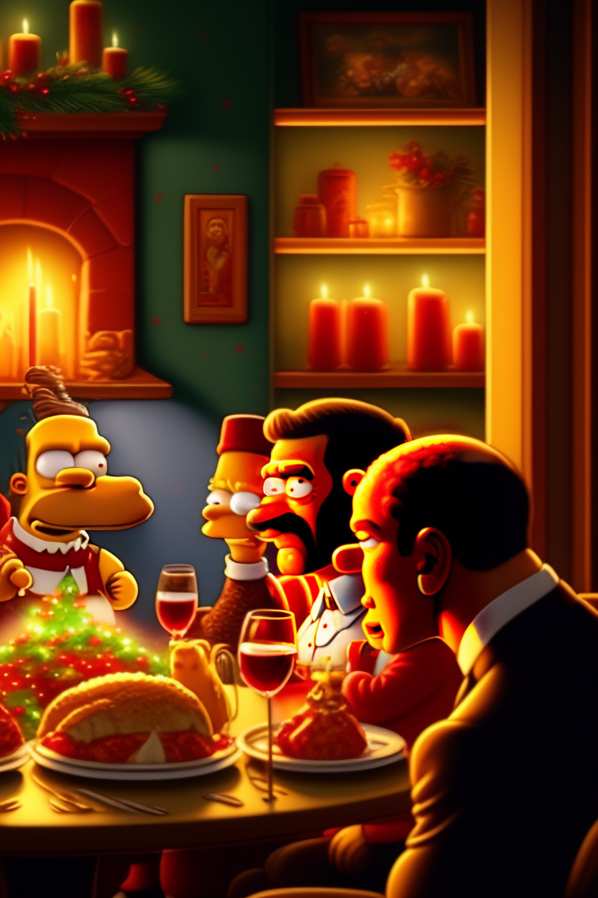 Lexica - A simpsons on a christmast dinner, 25th december