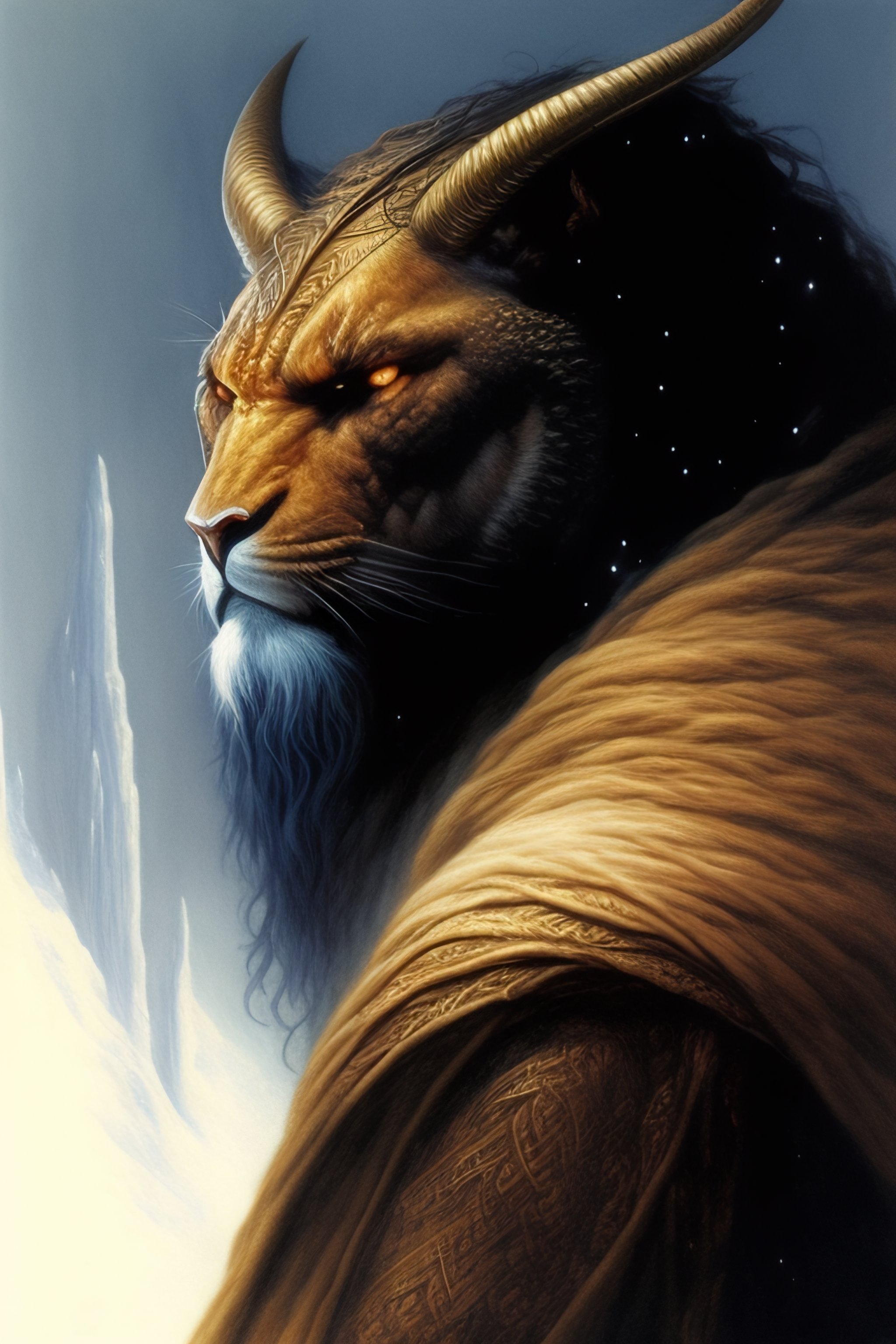 Lexica - Portrait of a Balrog, from Lord of the Rings, drawn by Alan Lee