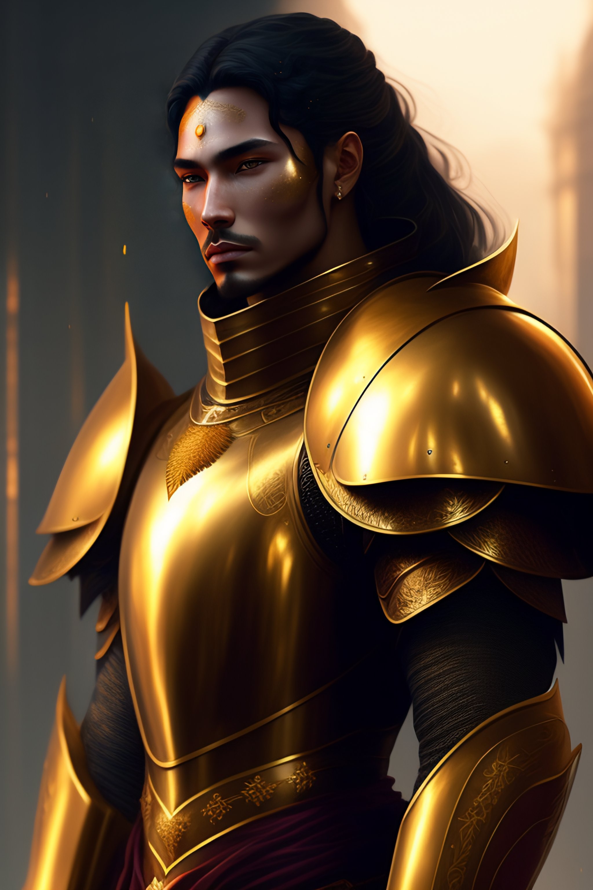 Lexica - Portrait of a knight, golden and copper heavy armor, in the ...