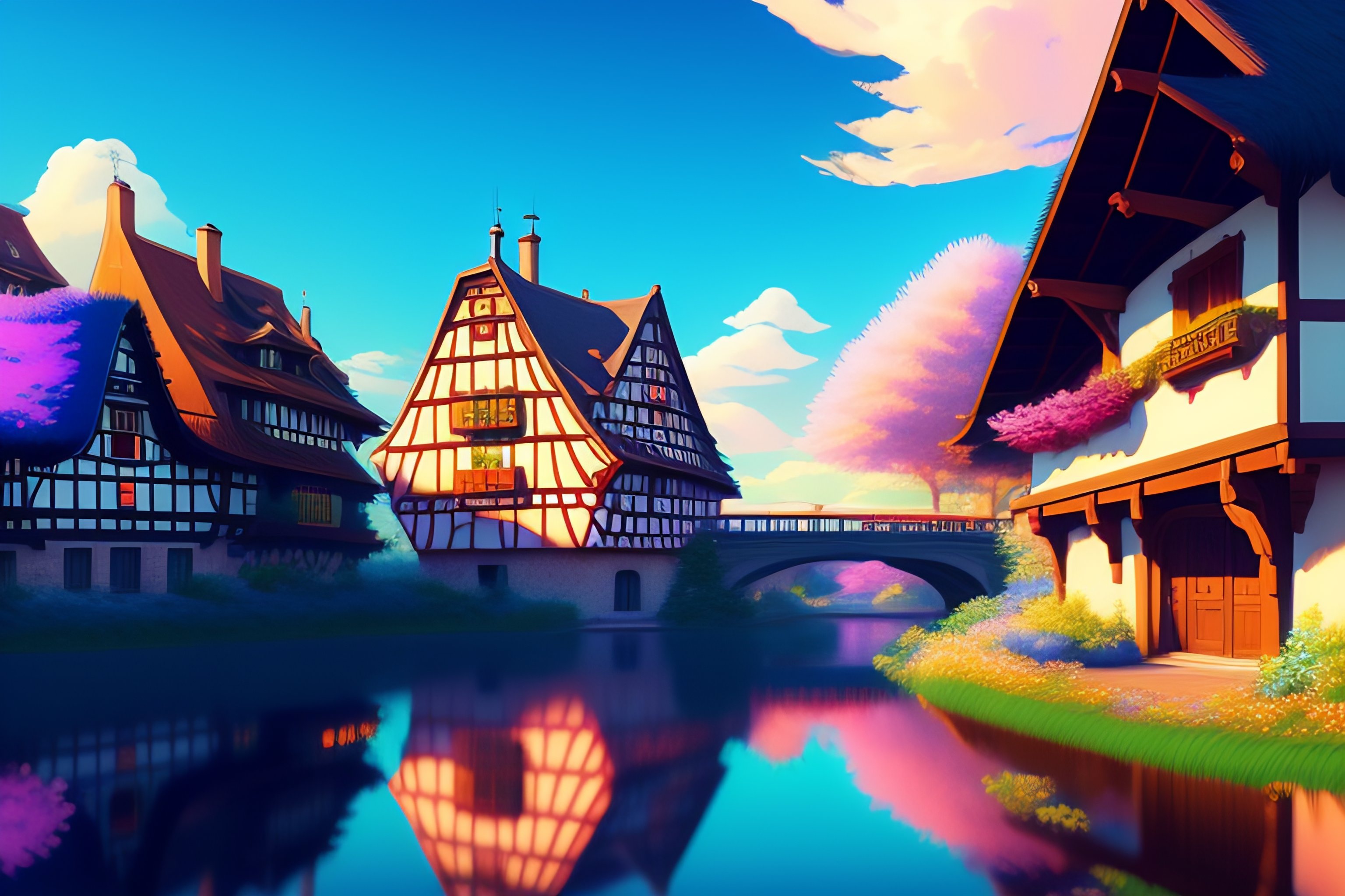 Lexica - Still from studio ghibli movie 'alone in colmar'; 8 k ; very ...