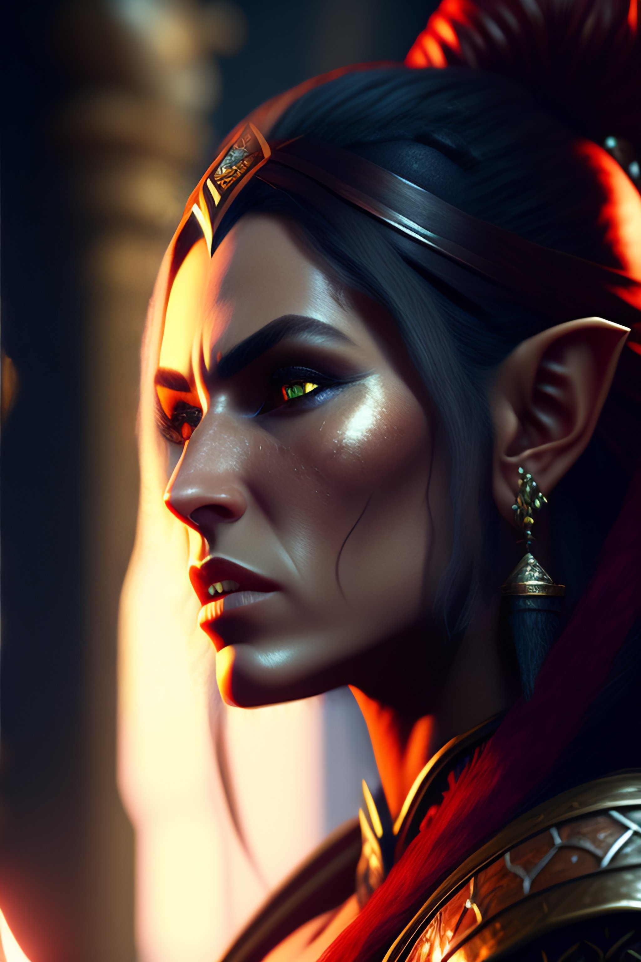 Lexica - A female orc versus elf female, battle scene,fantasy ...