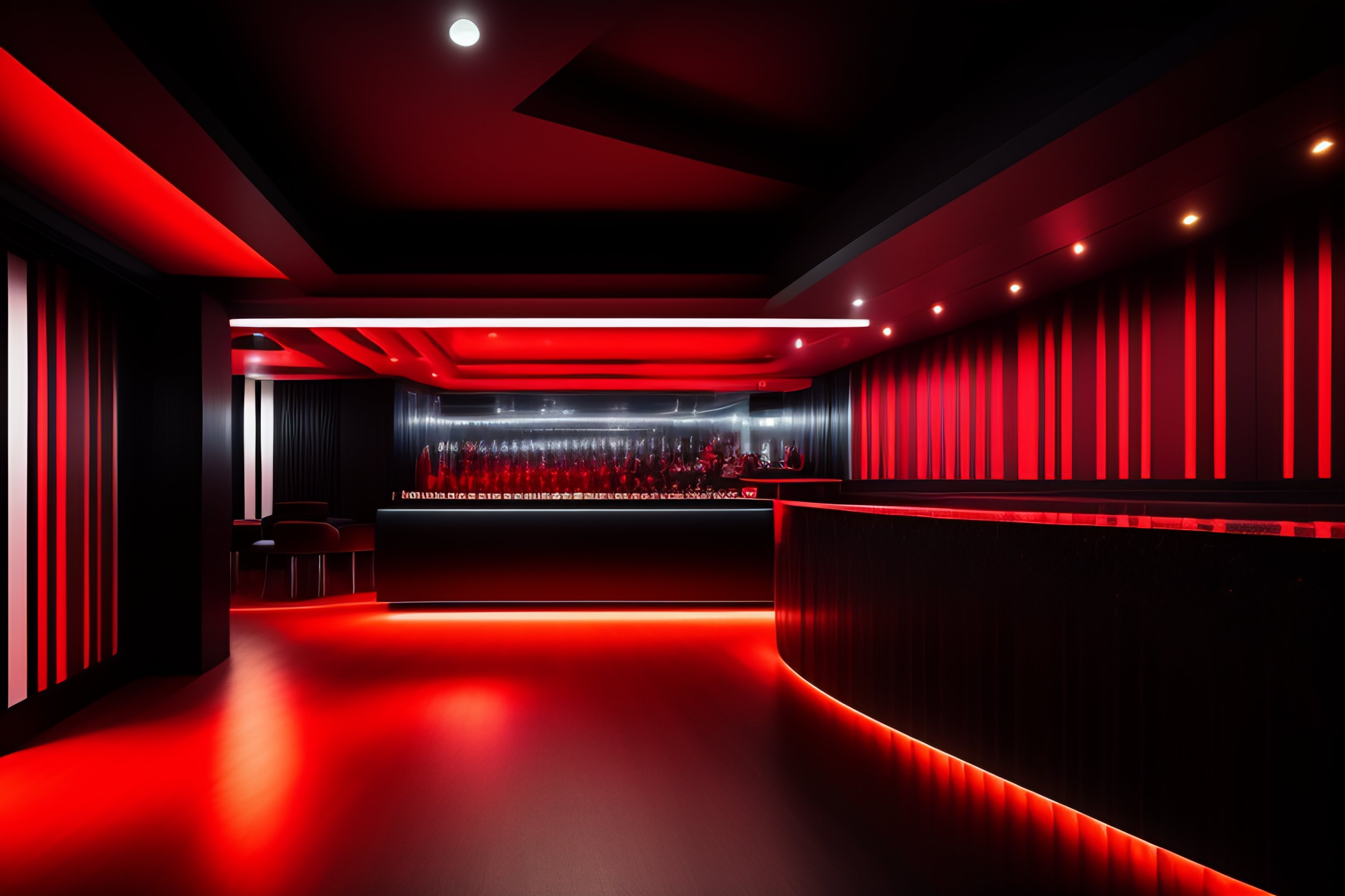 Lexica - Black and red nightclub interior, square