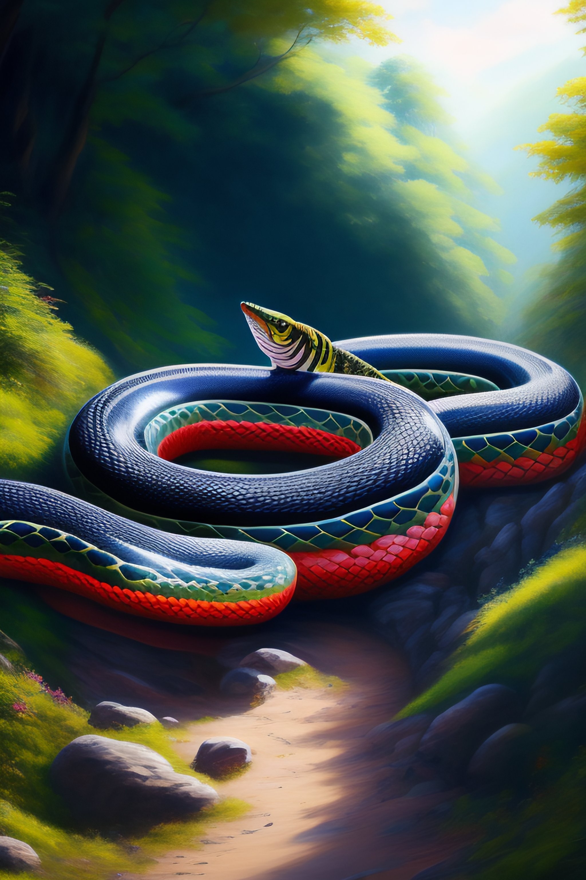 Lexica - Detailed paint of giant snake, full body, highly detailed ...