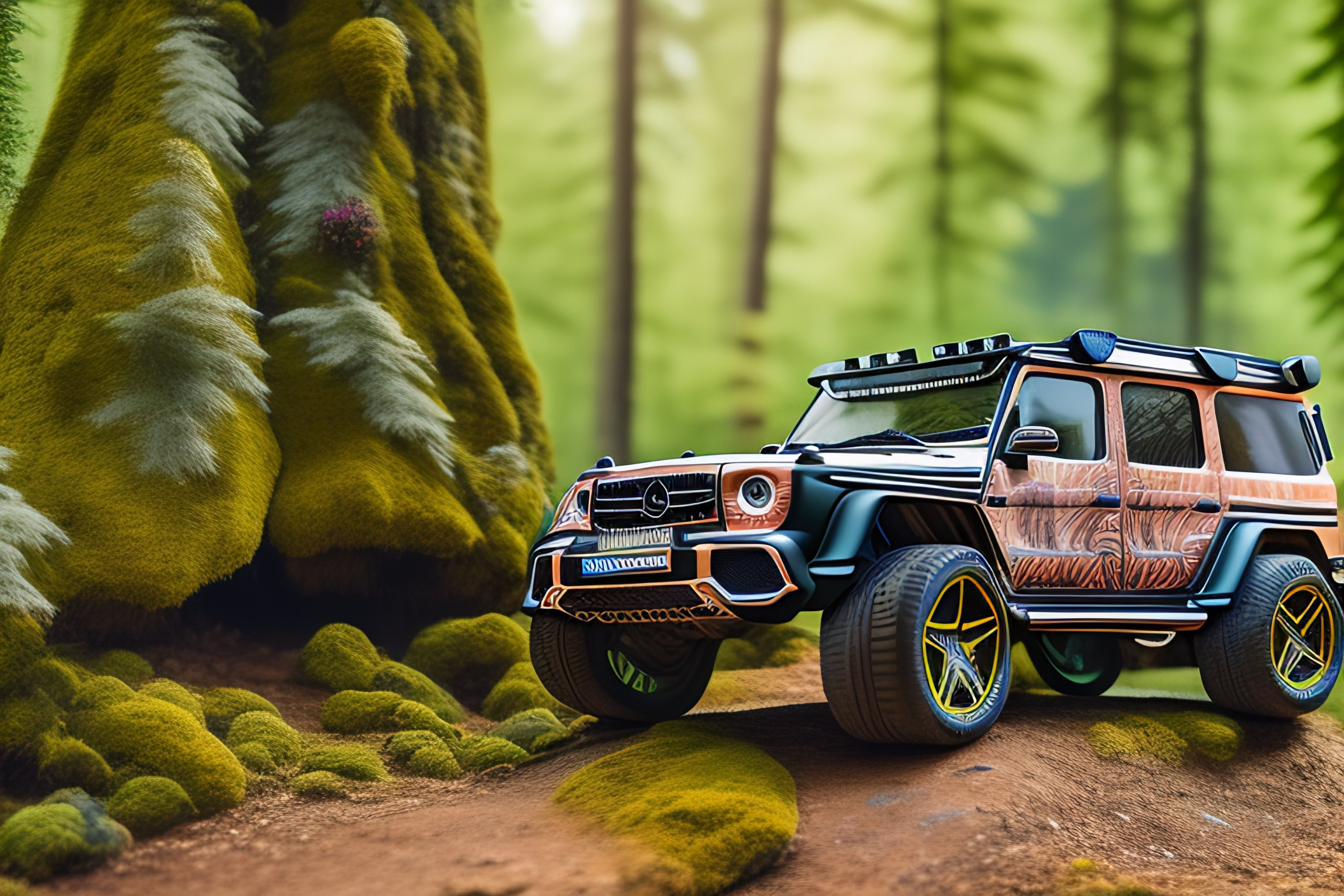 Lexica - Off road modified mercedes amg g63 in the forest, artstatiom ...