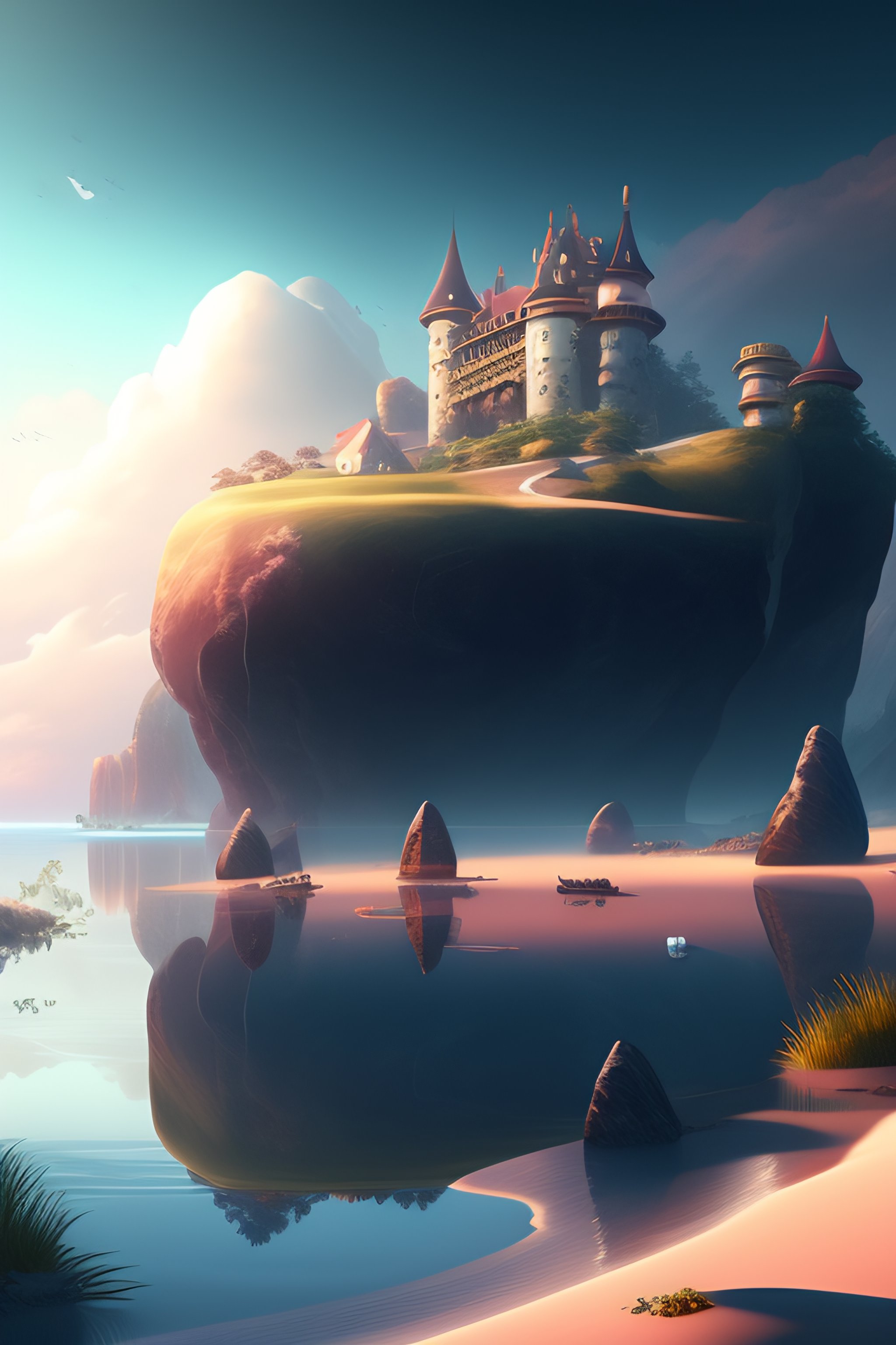 Lexica - A beautiful drawing of a castle in the clouds, on the edge of ...