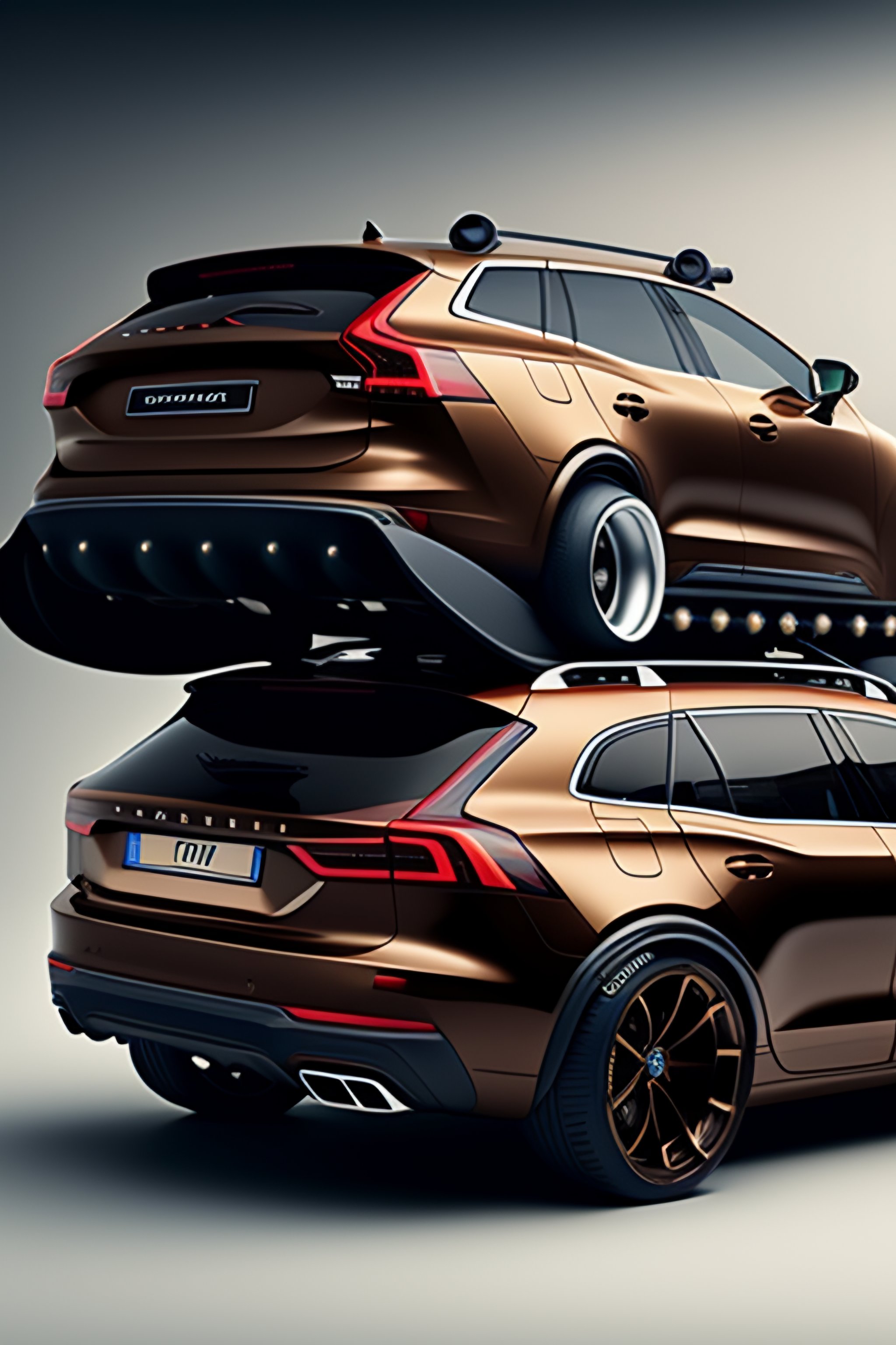 Lexica - Steampunk Volvo V60, with flat tyres.