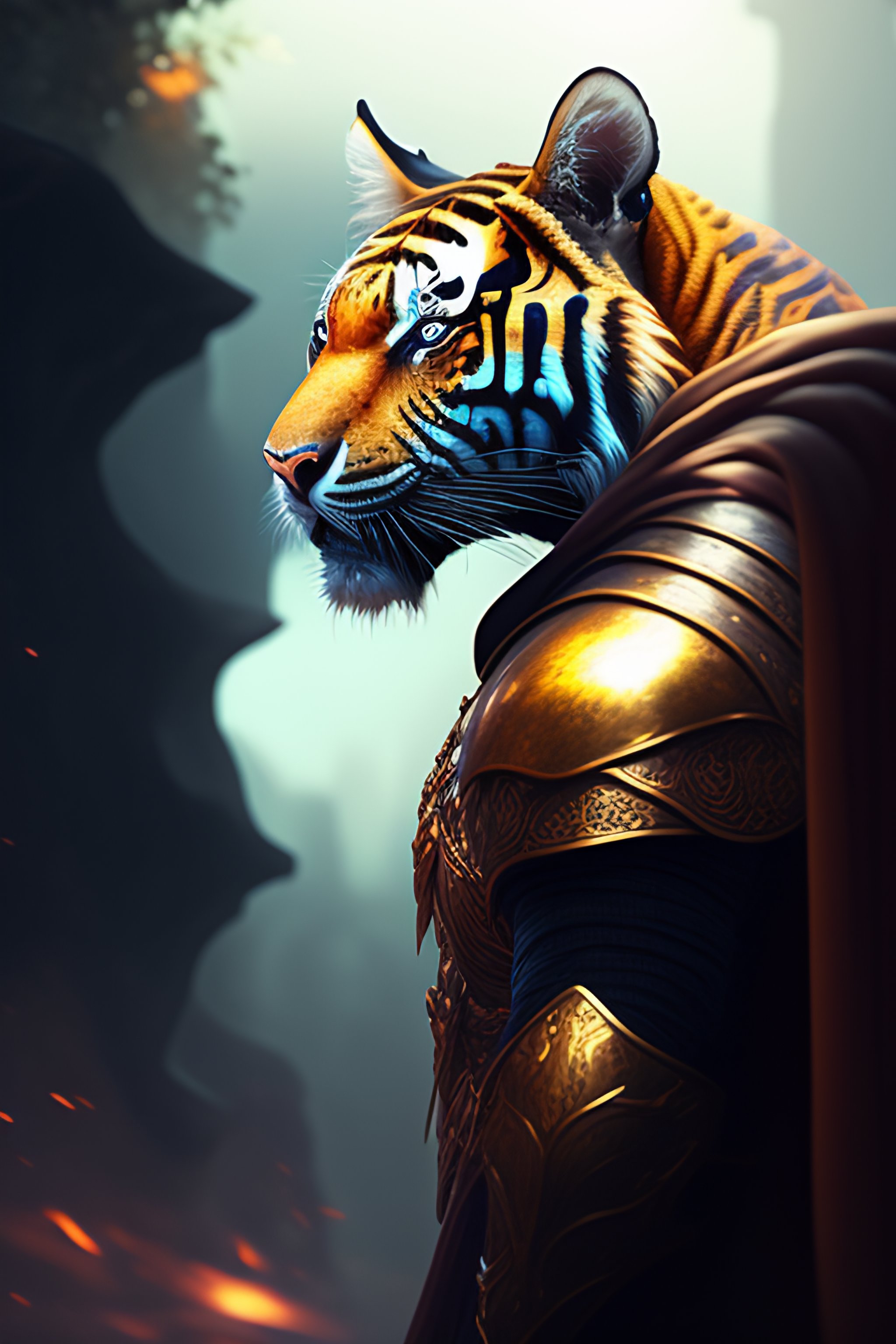 Lexica - Tiger face human staring at the camera smirking and laughing ...