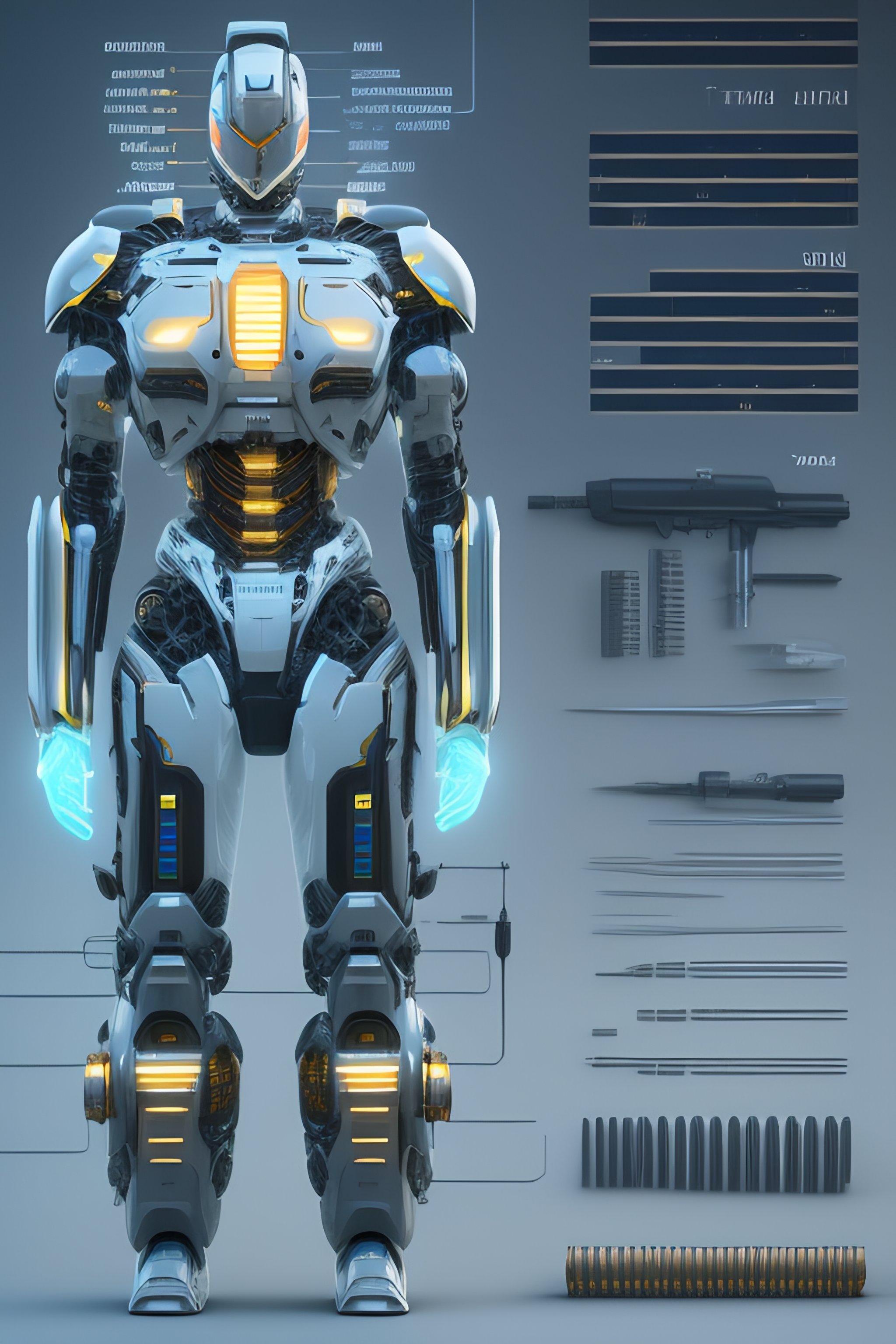 Lexica - Detailed schematics of a male cyborg
