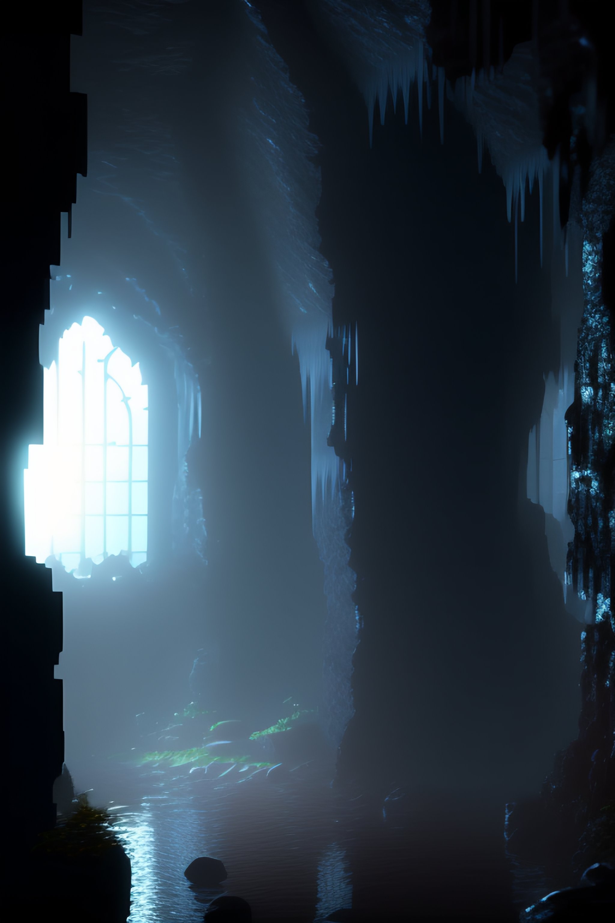 Lexica - Dark pixelated dungeon with sunlight, cobwebs , spooky, white ...