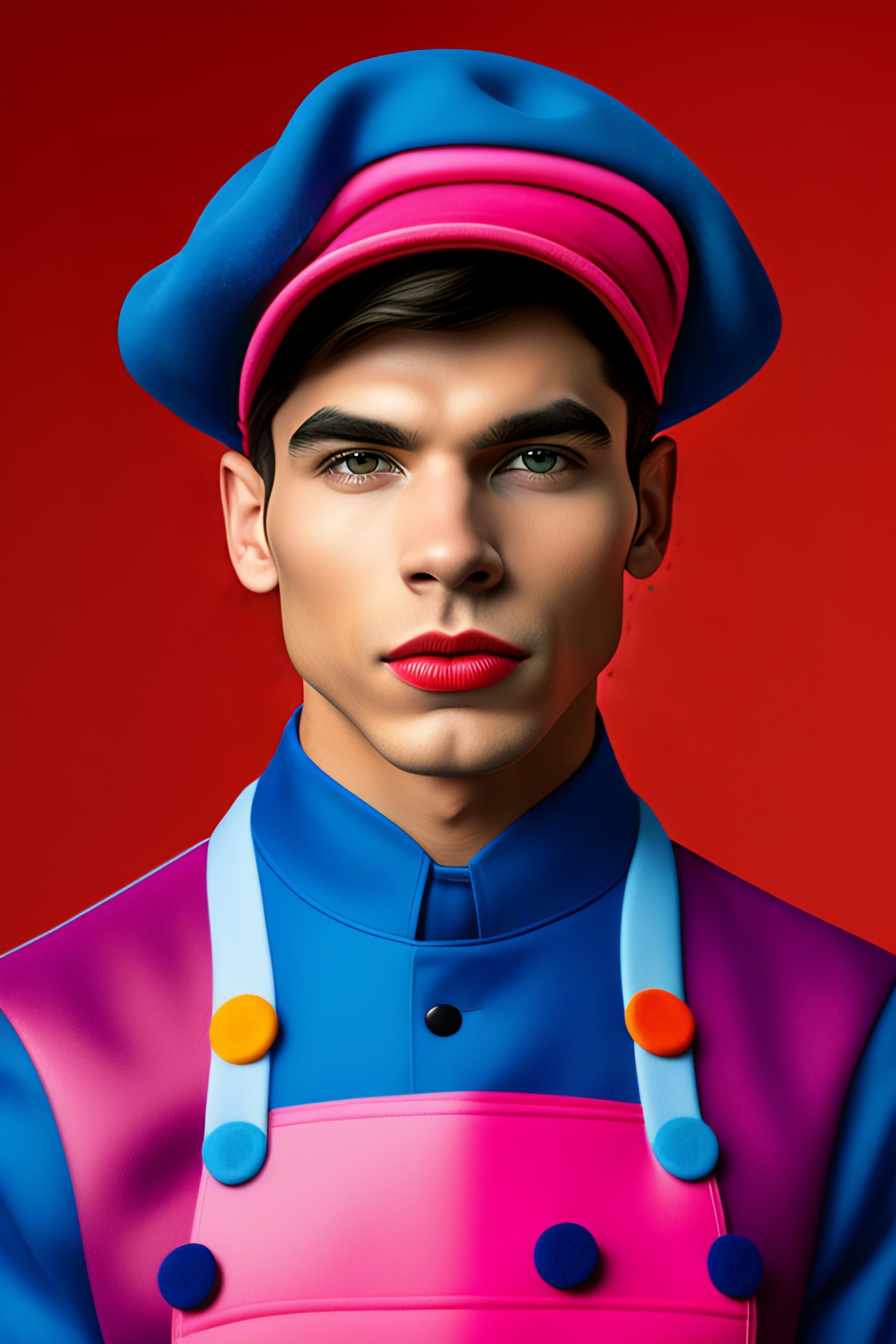 Lexica - Pink mime little clown red nose blue jester's cap reminiscent ...