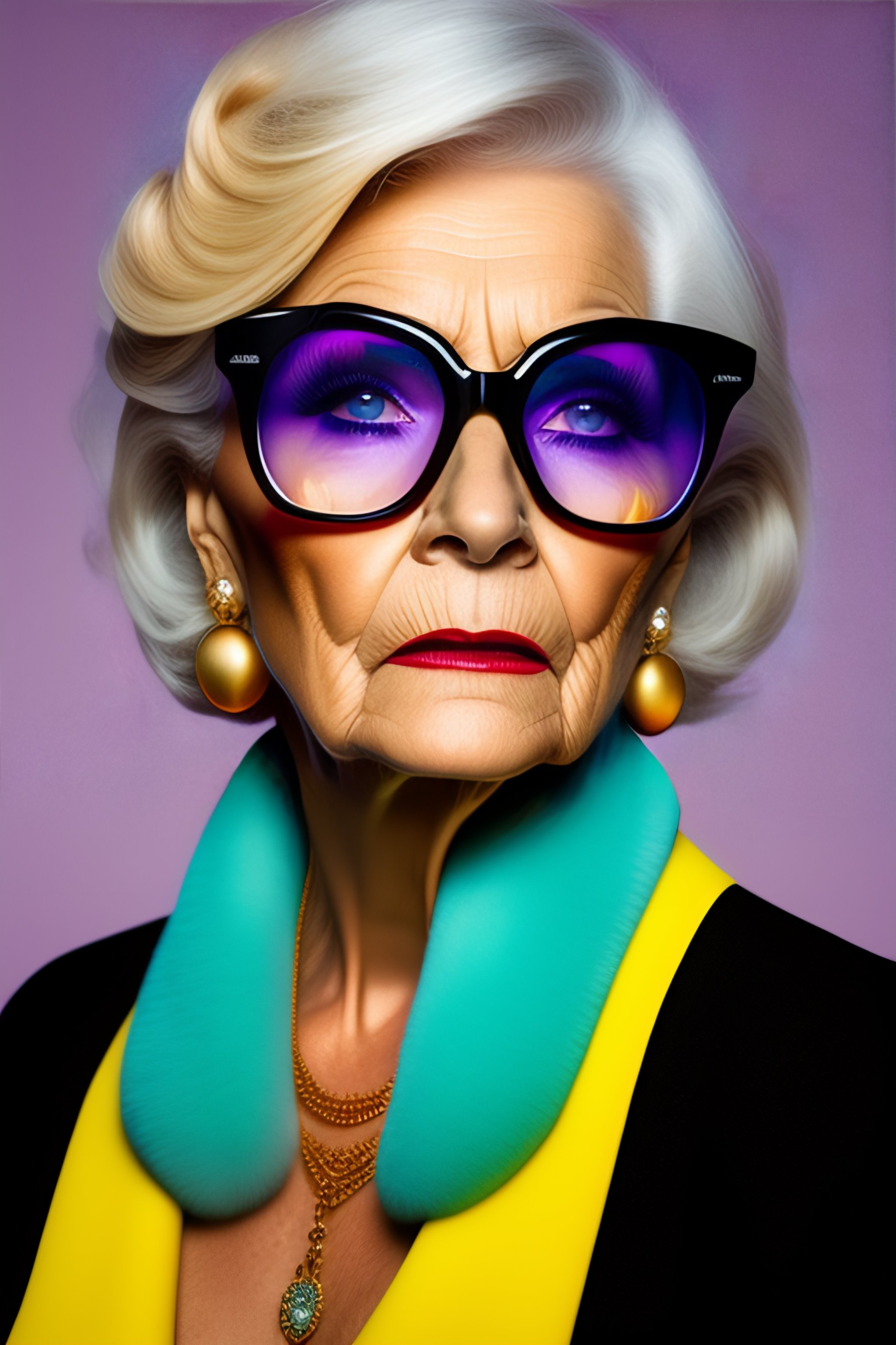 Lexica - Portrait of a grumpy mean scowl old woman sunglasses