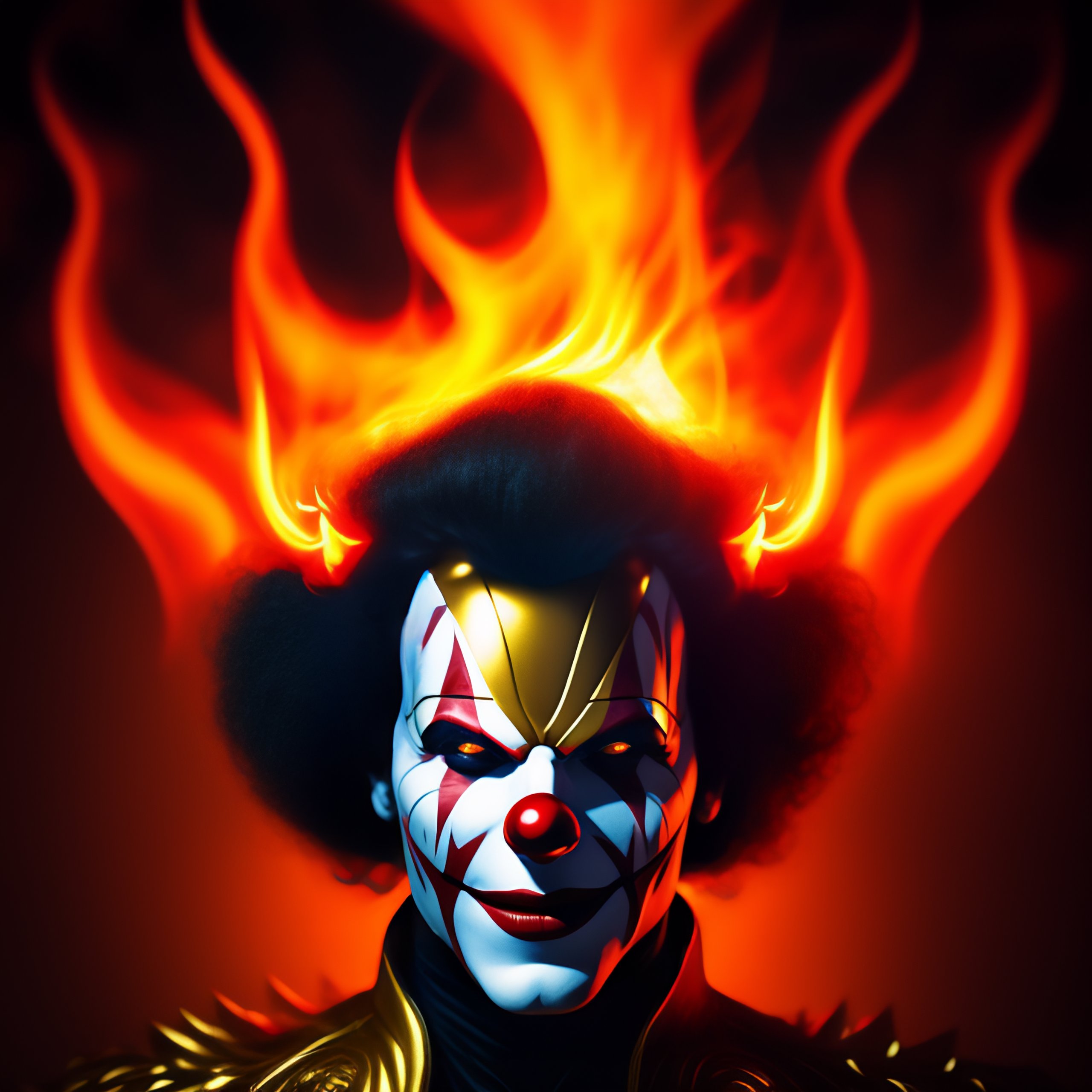Lexica - Marvel comic style, crown of flames, horror, clown, ambient ...