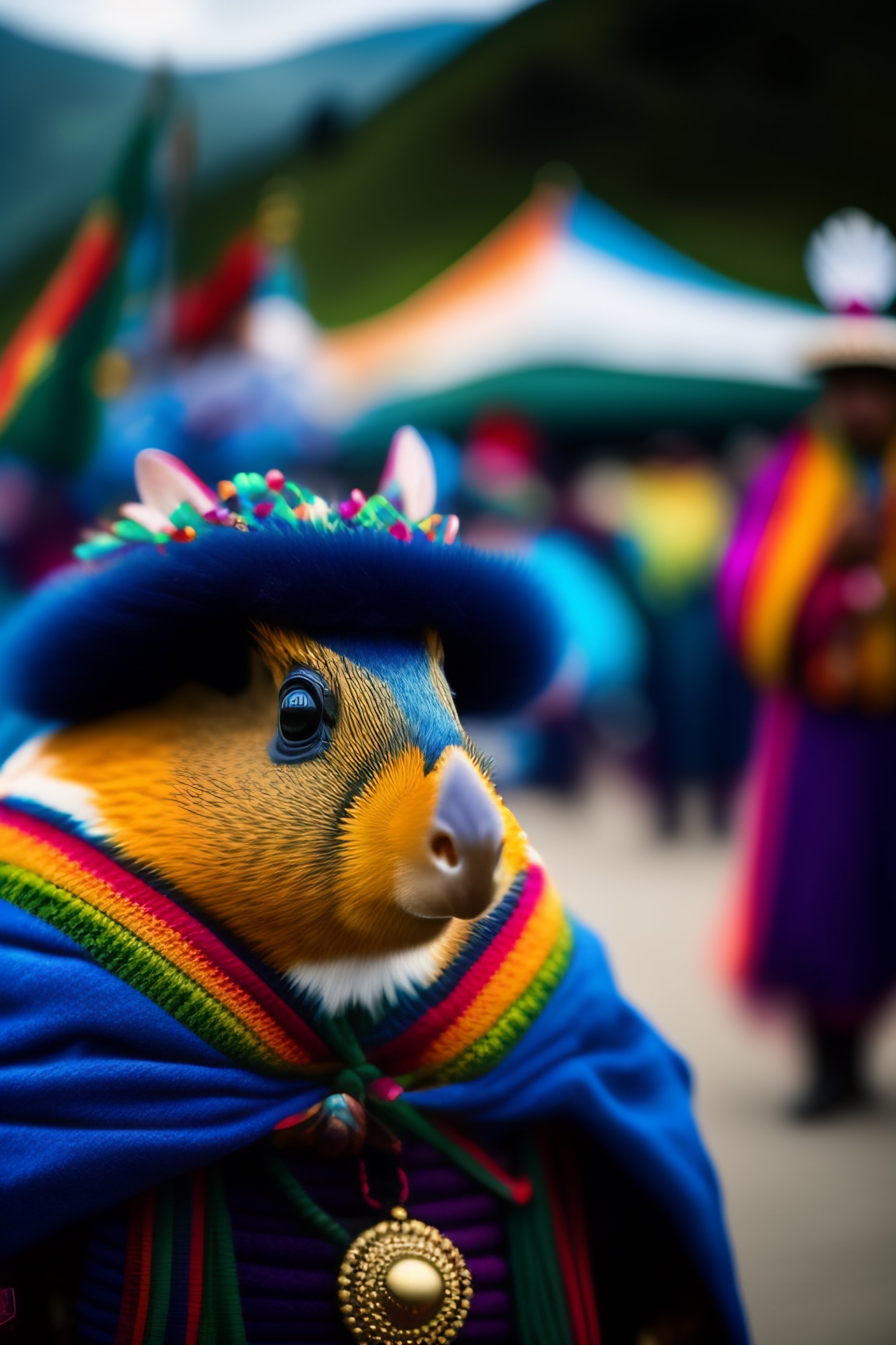 Lexica - Un cuy disfrazado de indígena en carnavales de pasto