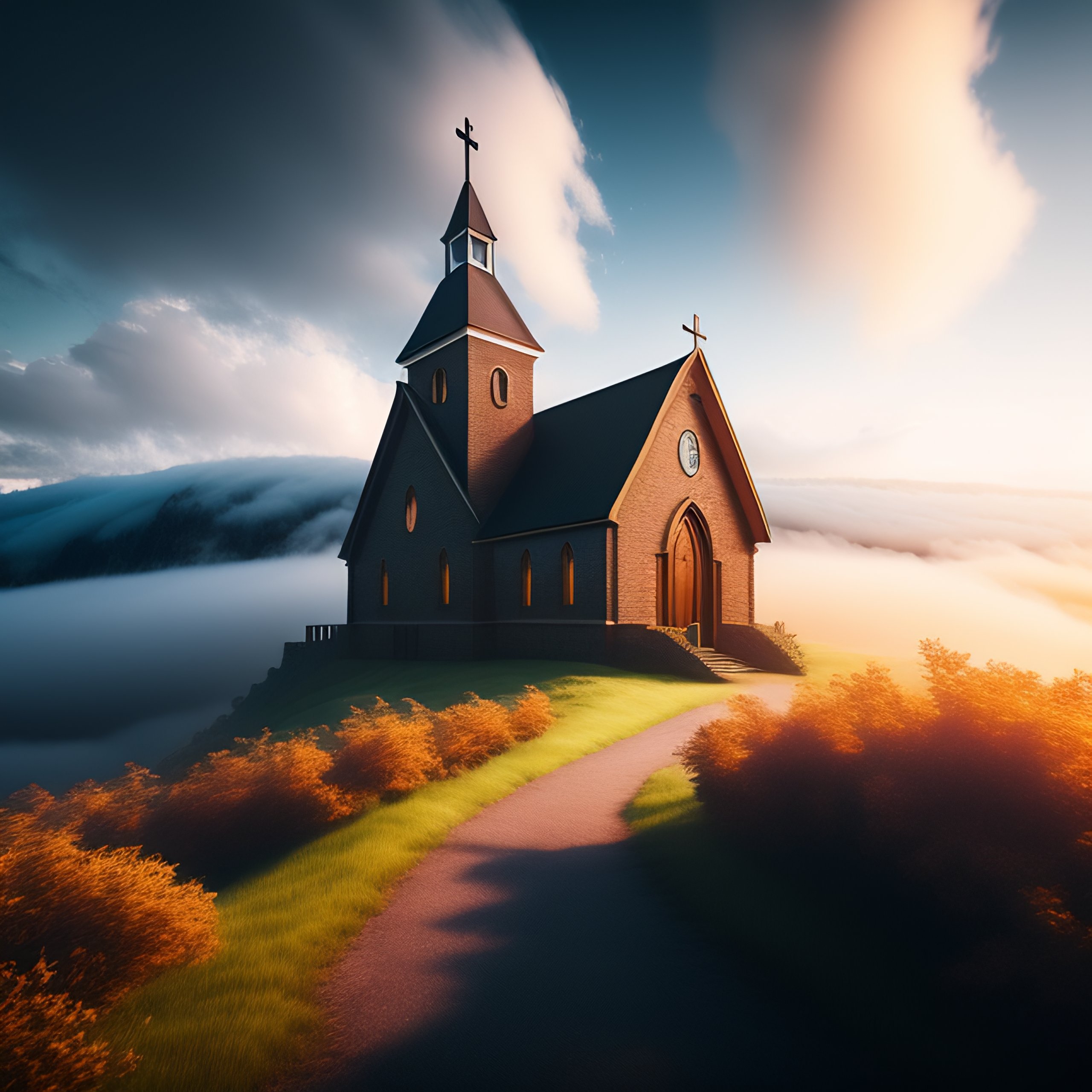 Lexica - Beautiful church on top of the clouds, realistic, 4k resolution