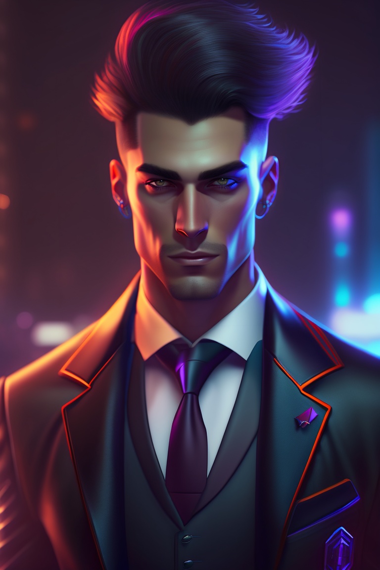 Lexica - Man in a suit, sigma, dark, cyberpunk style