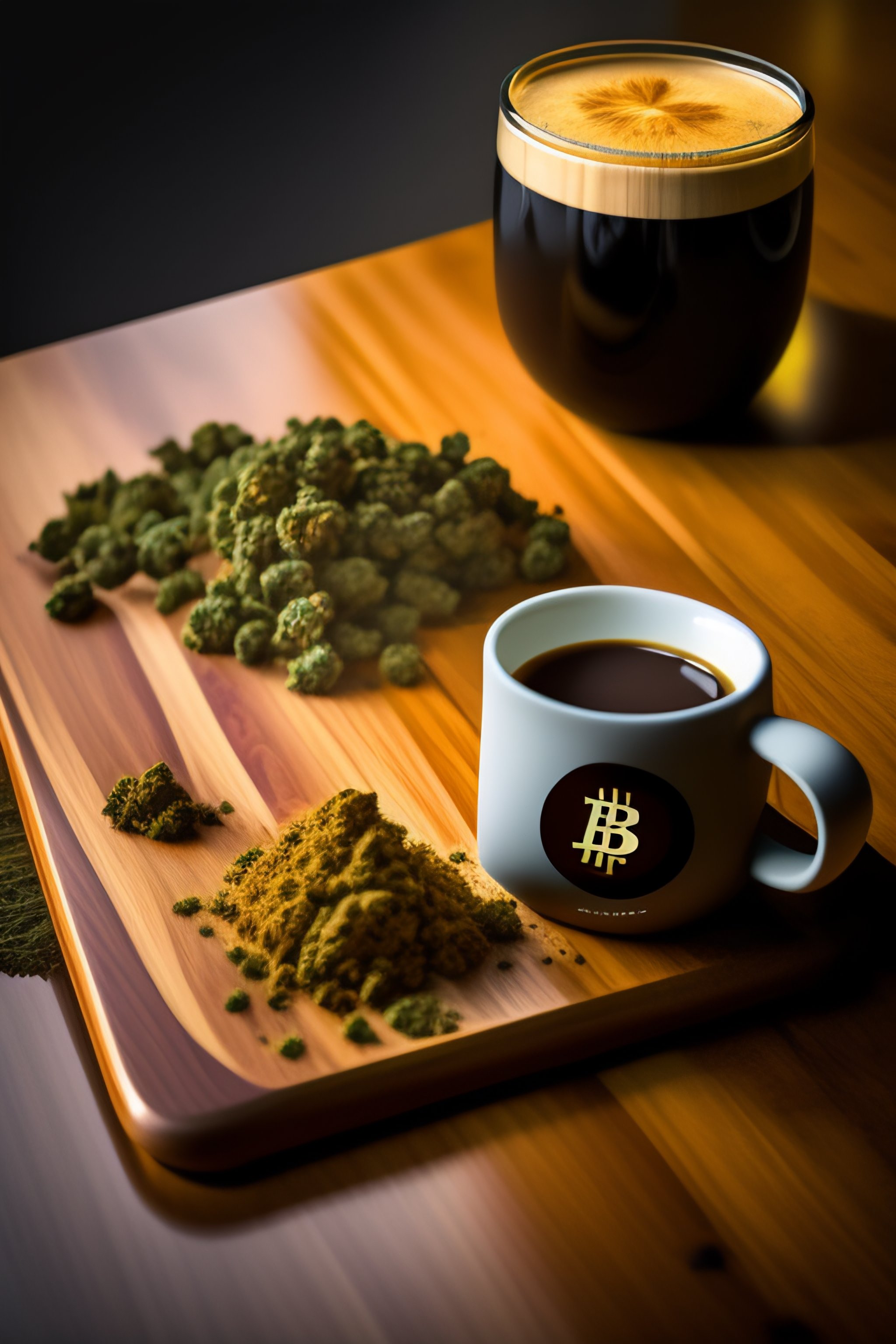 Lexica - Pounds of cannabis flower on a kitchen table with a bitcoin ...