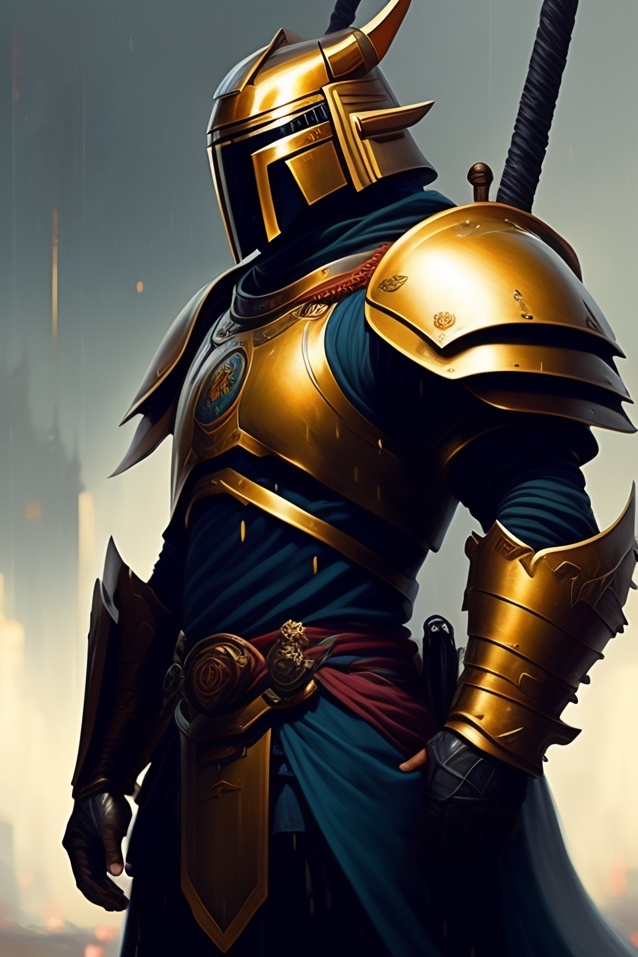 Lexica - Samurai in greg manchess portrait painting of armored bobba ...