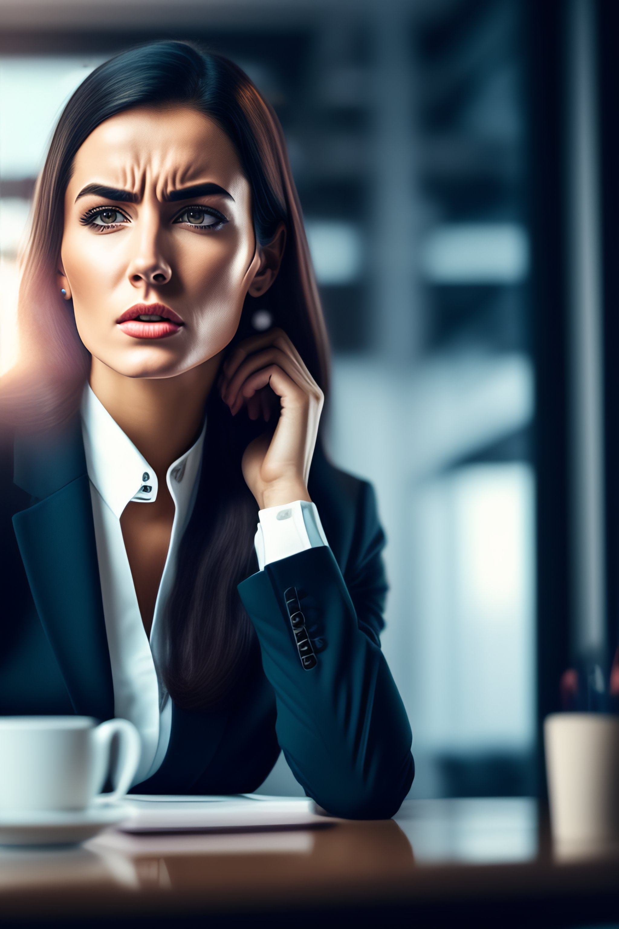 Lexica - Stressed out, scared young female employee staying in toxic ...