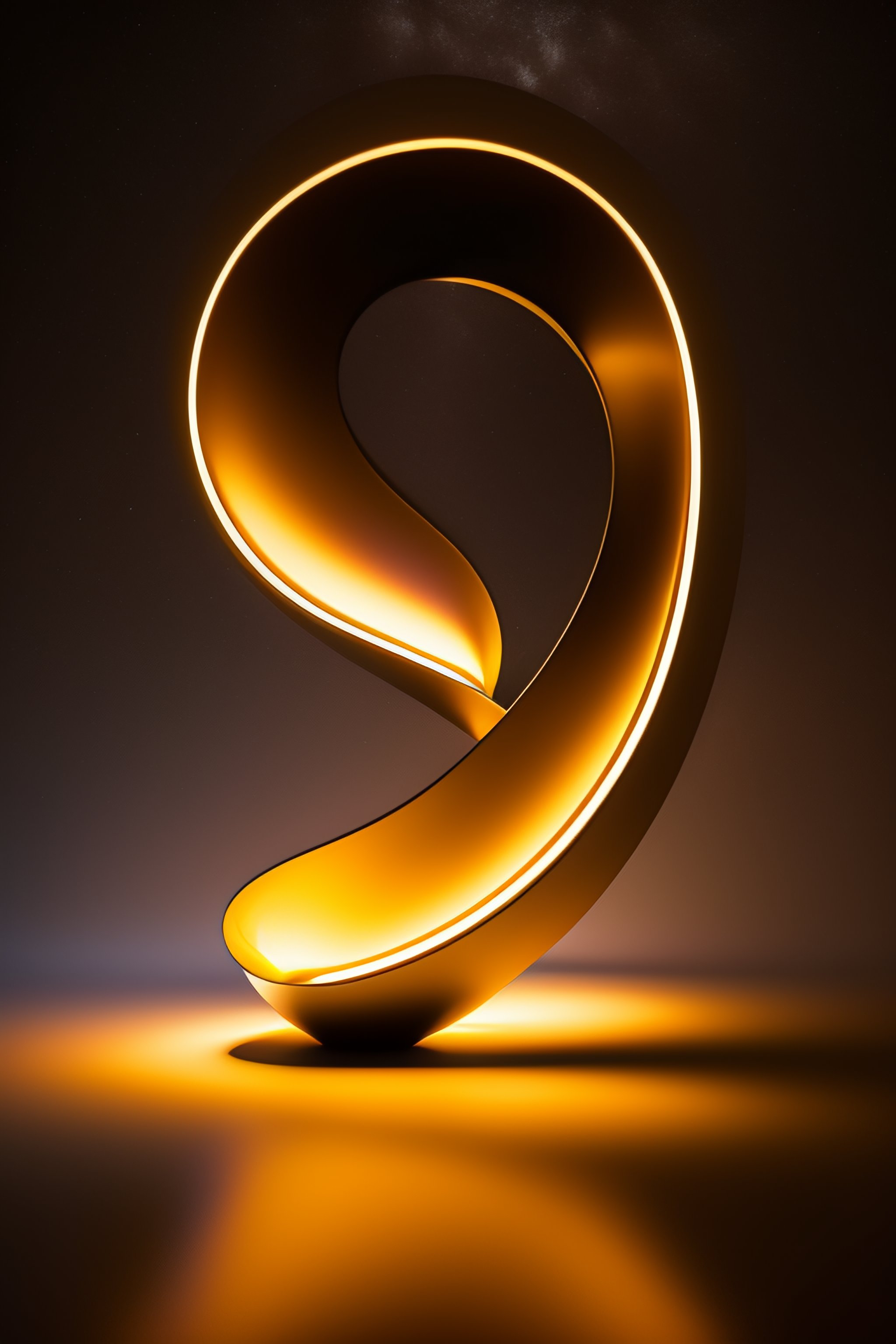 Lexica - Dark golden mobius strip in the shape of a capital D suspended ...