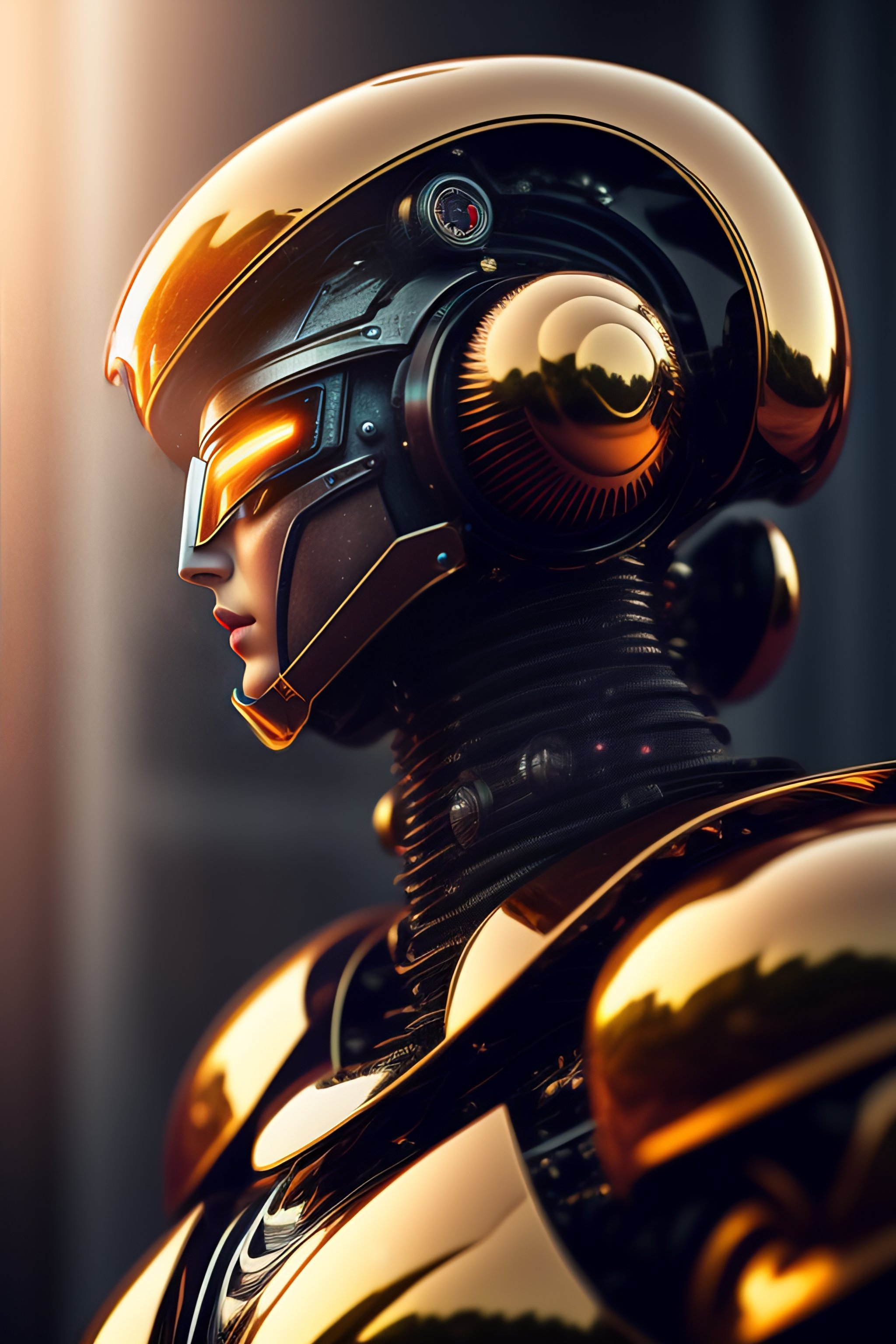 Lexica - Techno magic robot, side portrait, realistic, half body shot ...