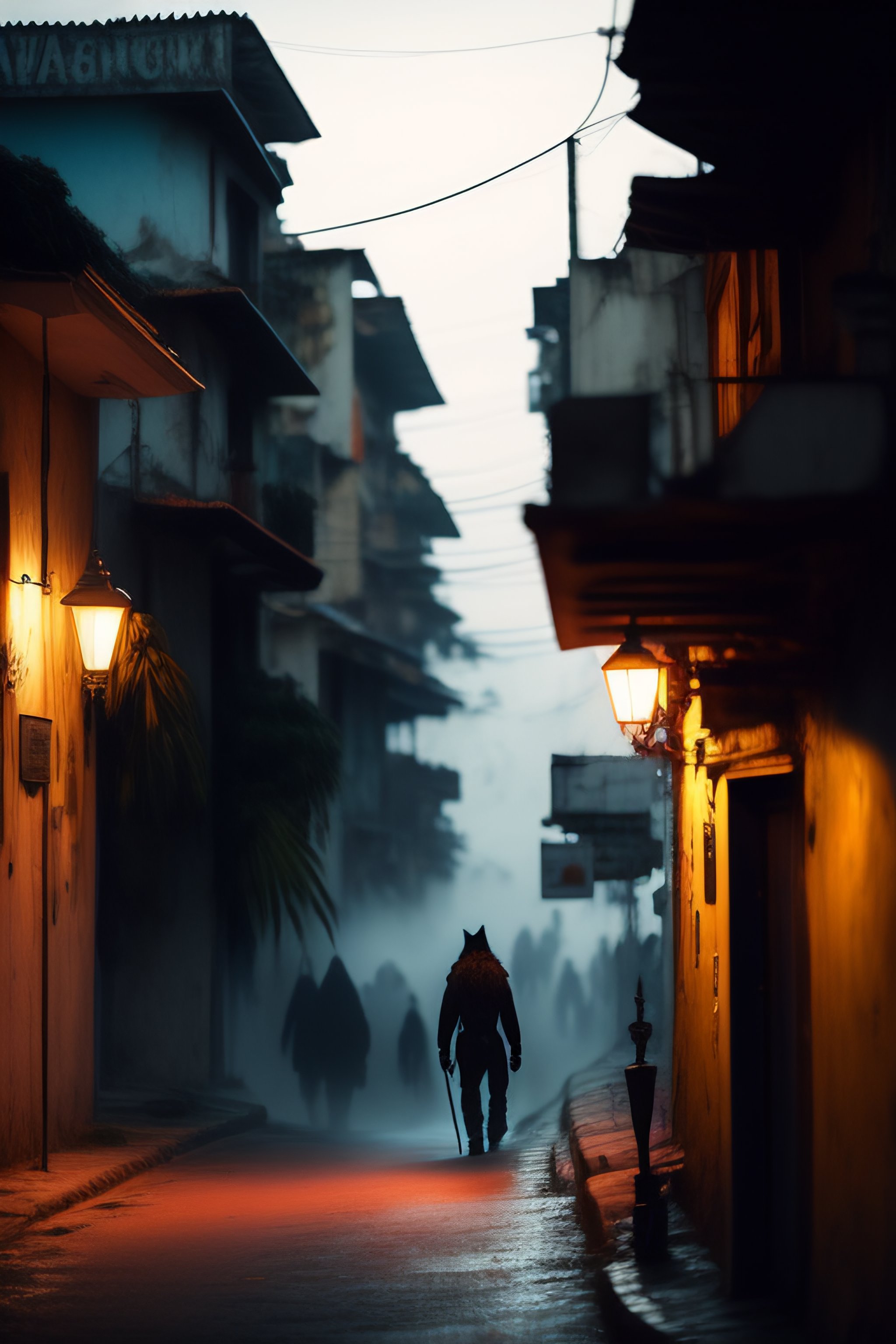 Lexica - A Werewolf walking at favelas Brazilian streets, horror movie ...