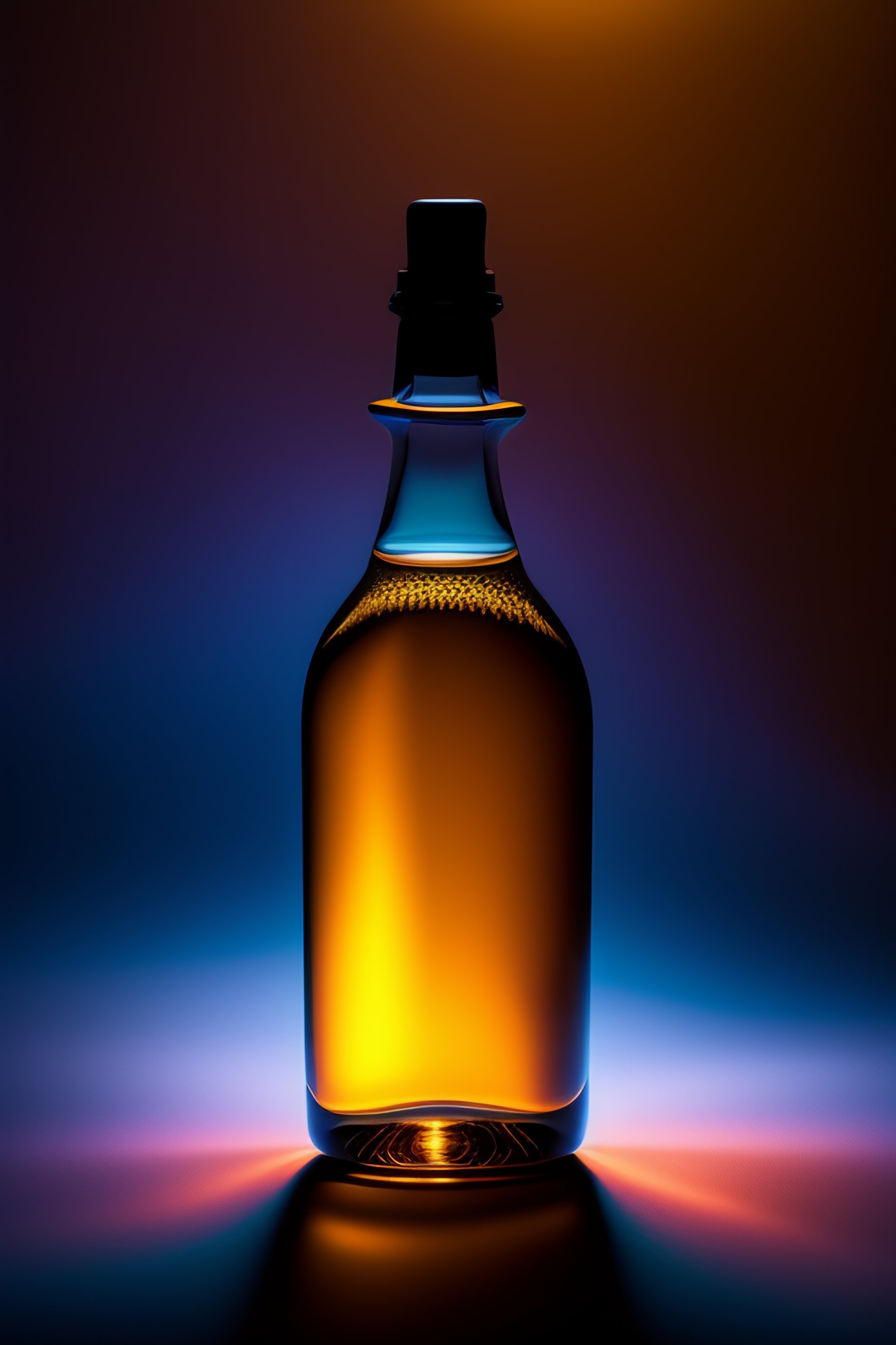 Lexica - Bottle forming, macro, spectral light, studio photo