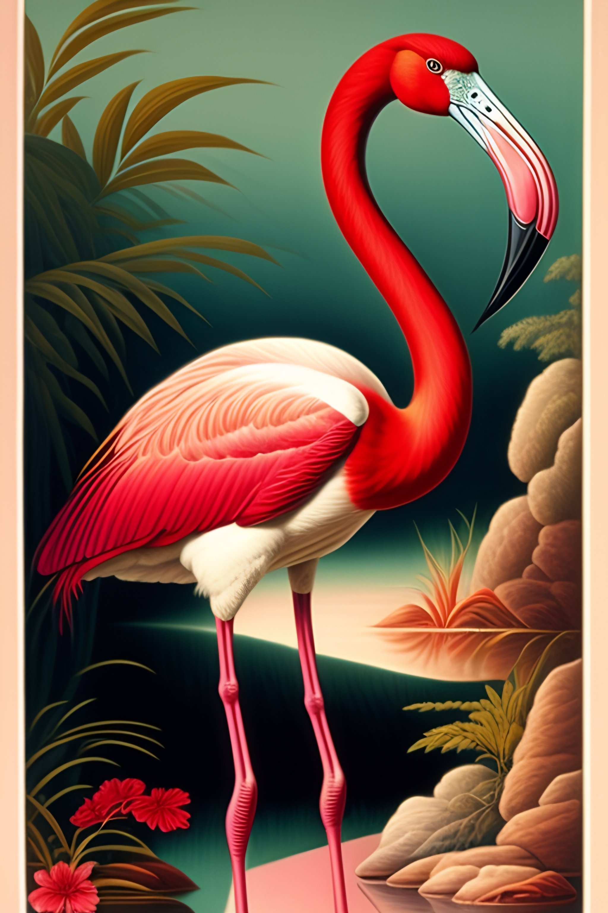 Lexica - John James Audubon flamingo illustration, art by Audubon