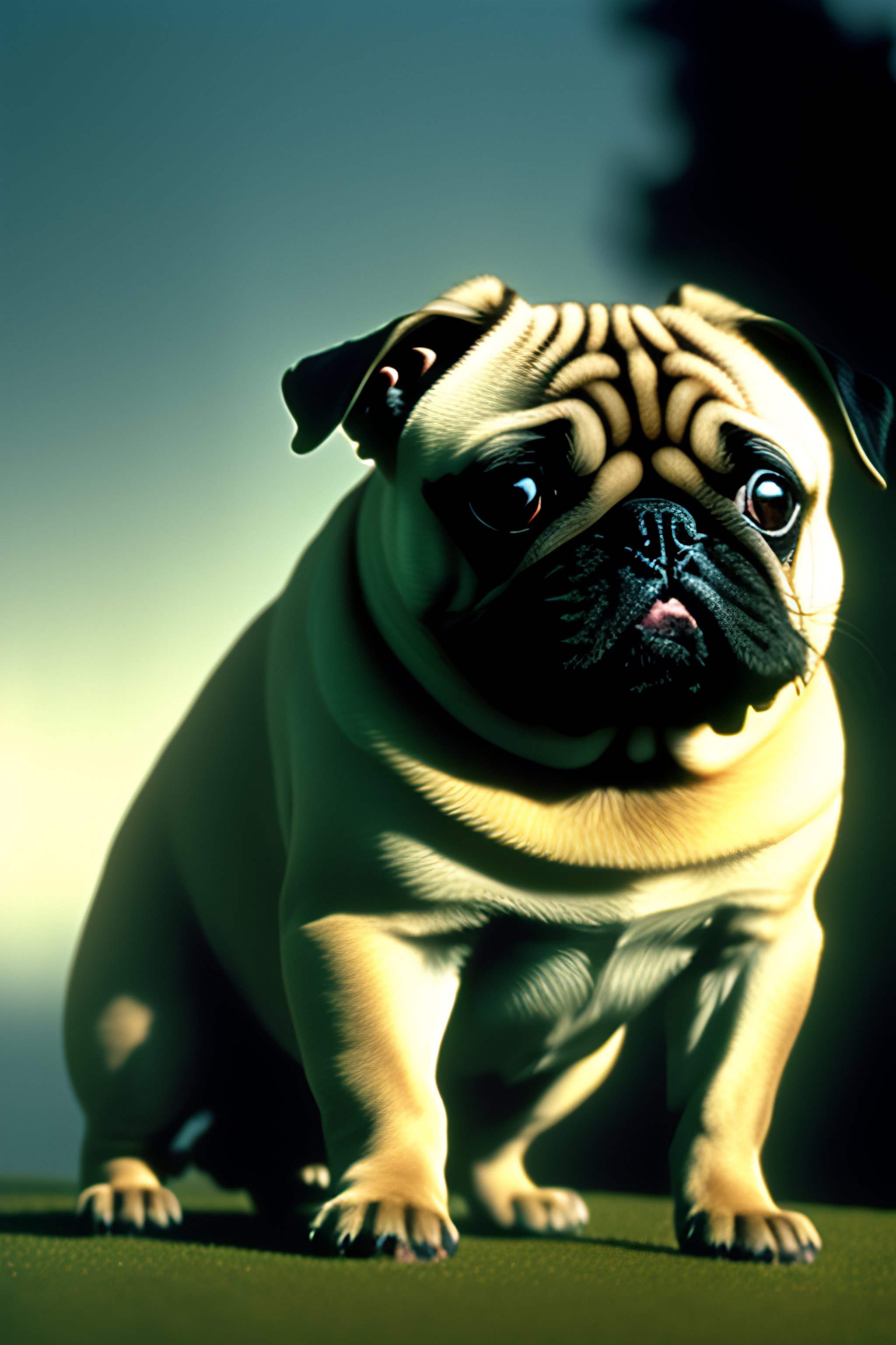 Lexica - Pug as a Kaiju in a 1960s monster movie