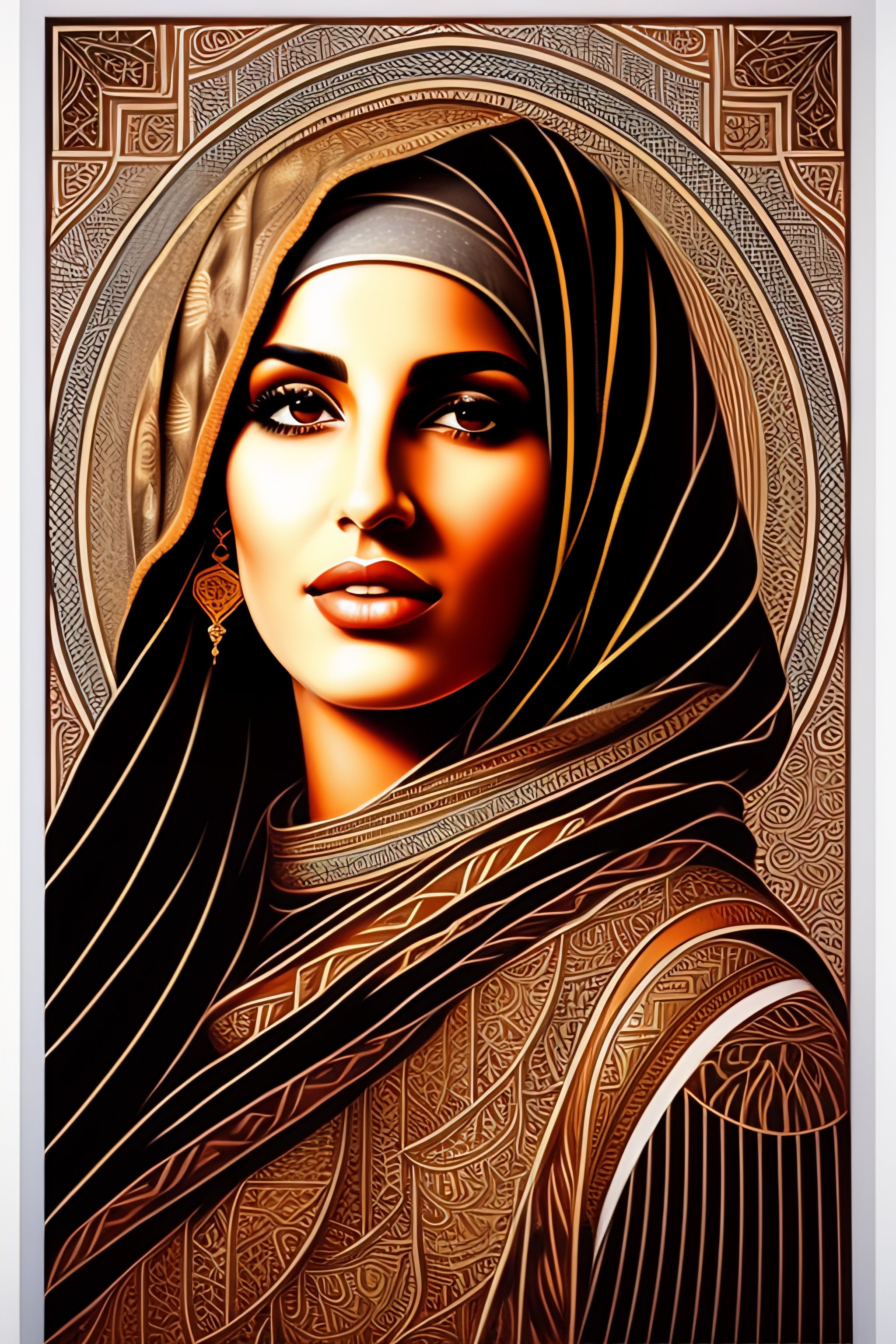 Lexica - Portrait of an arab woman in papercut style, beautiful, awe ...
