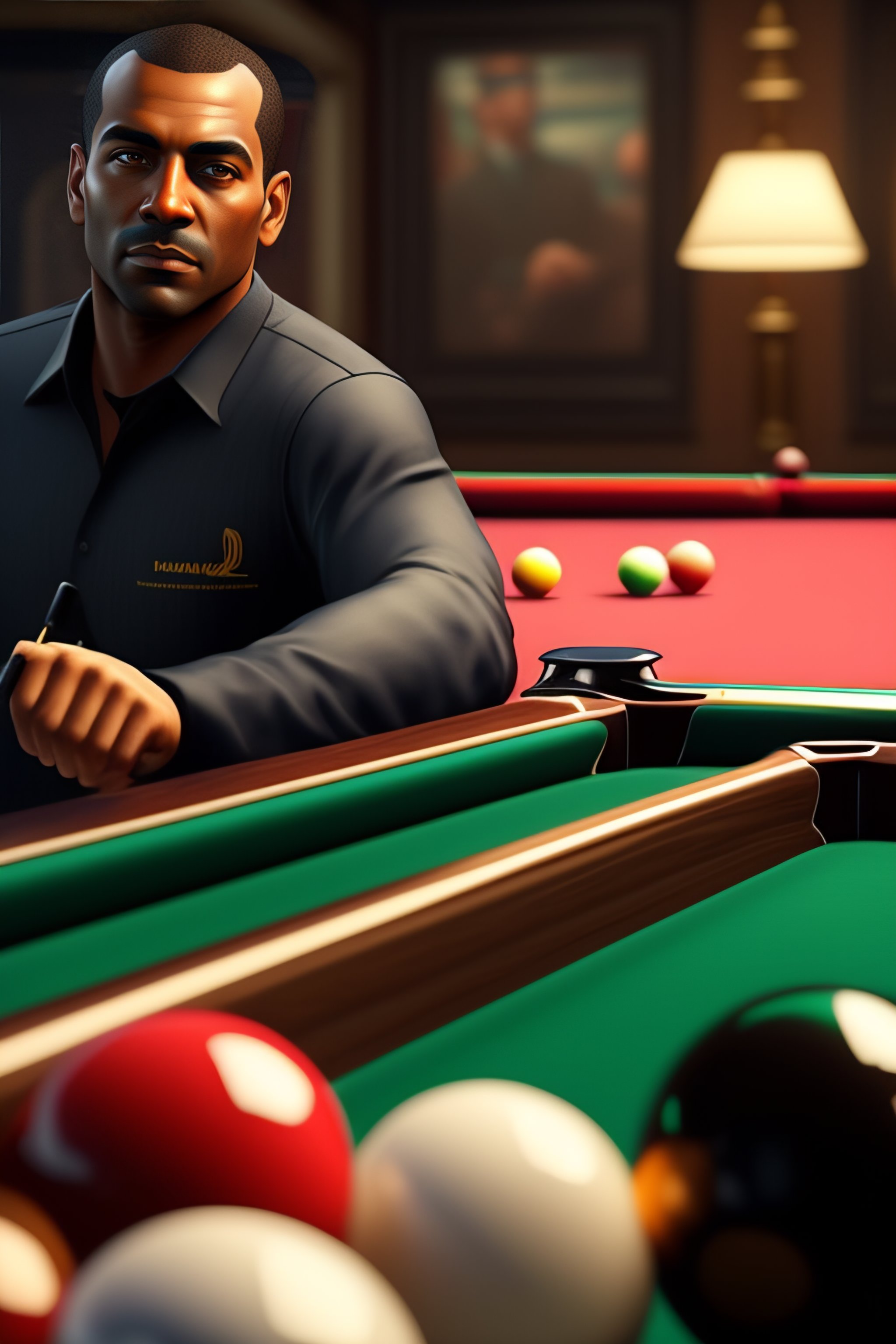 Lexica - A man holds a billiard cue in his hand, a billiard table in ...