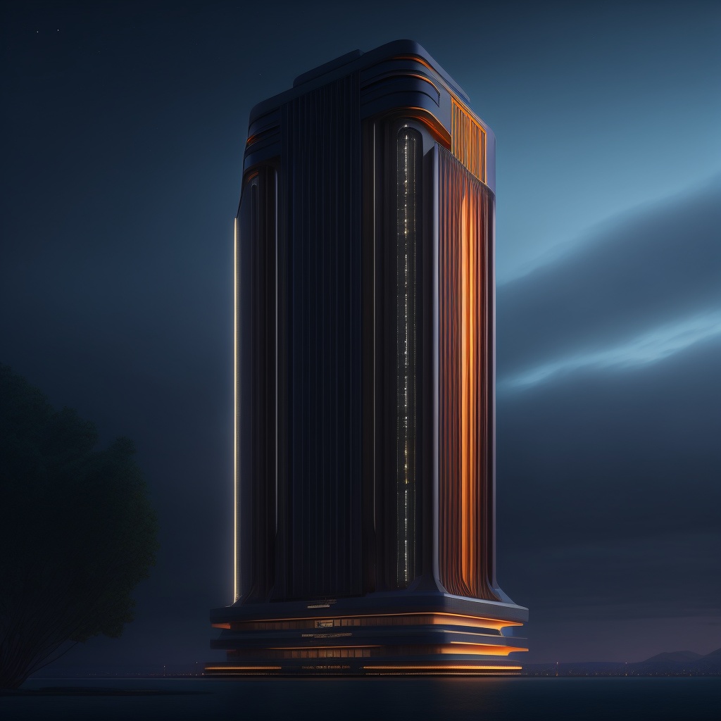 Lexica - Exterior night view of a dystopian, futuristic, massive ...